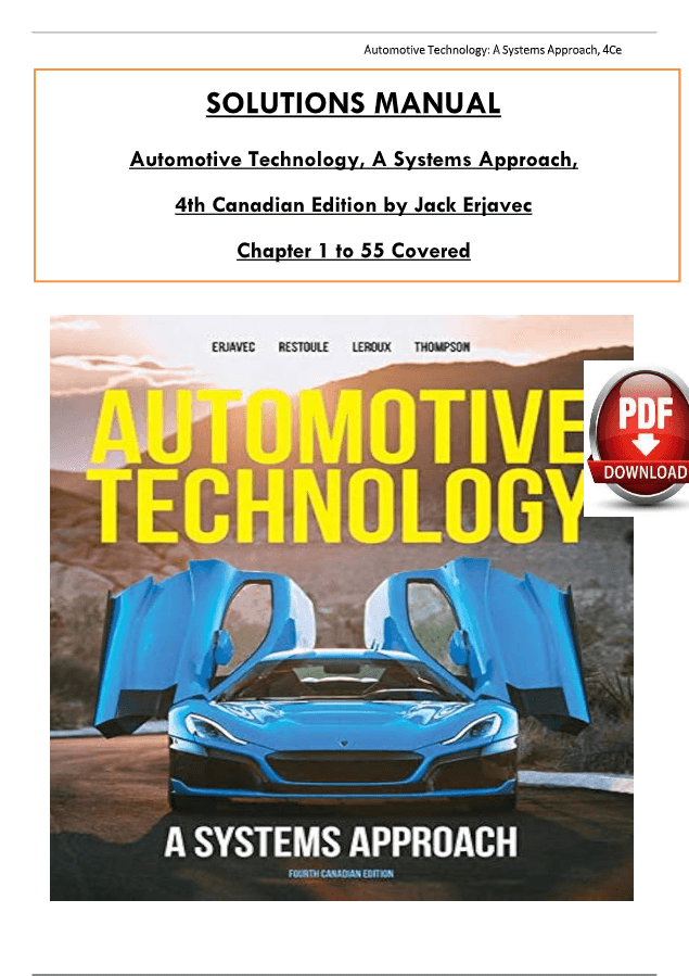 Solution Manual - Automotive Technology, A Systems Approach, | Inspire ...