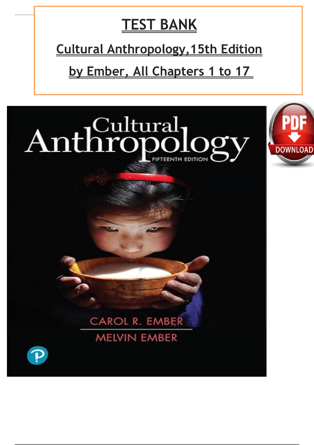 TEST BANK For Cultural Anthropology 15th Edition by Carol Em | Inspire ...