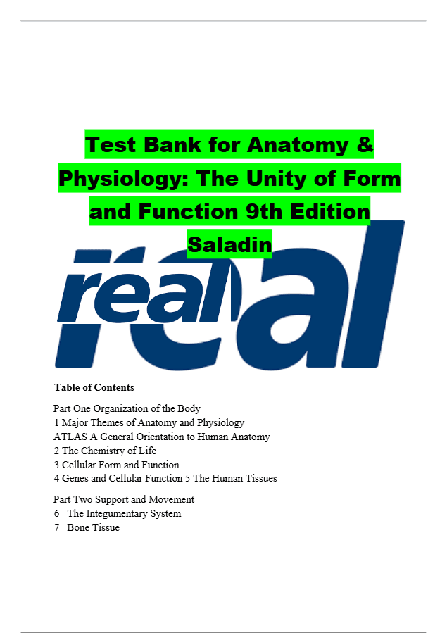 Test Bank for Anatomy & Physiology The Unity of Form and Fun | Inspire ...