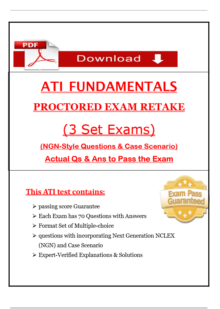 Pass Your (2025 / 2026) ATI Fundamentals Proctored Retake Ex | Inspire ...