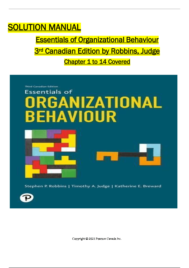 Solution Manual For Essentials of Organizational Behaviour, | Inspire ...
