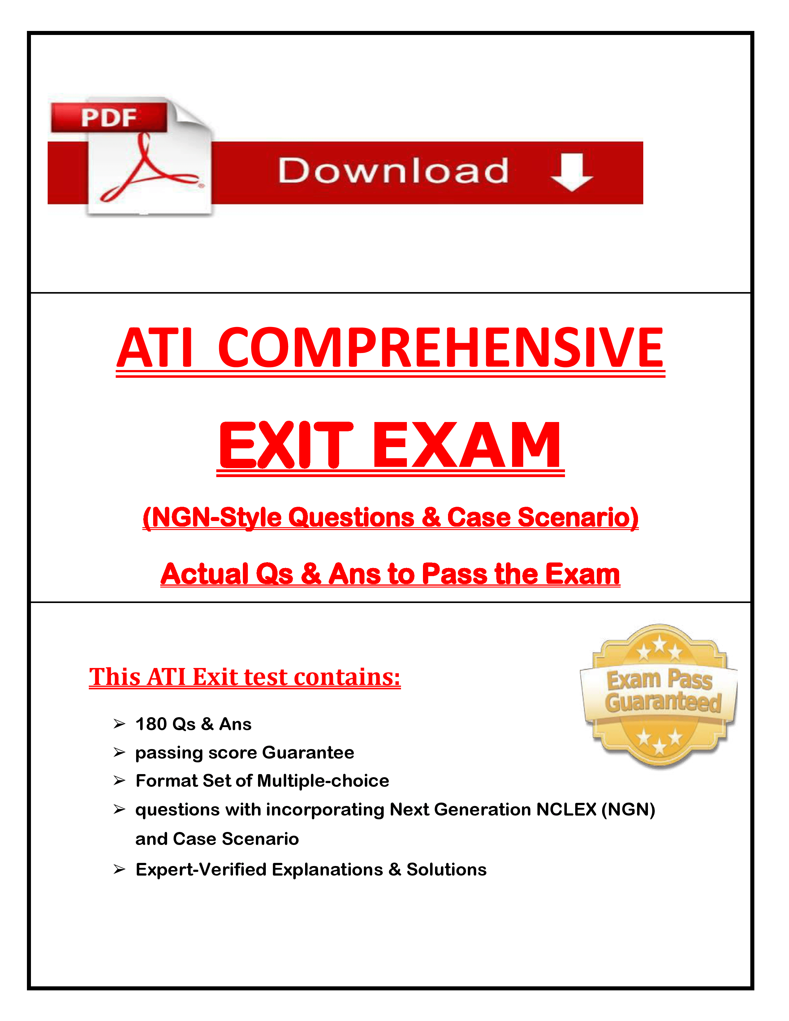 (2025 / 2026) ATI Comprehensive Exit Exam with Qs & Ans to P | Inspire Uplift