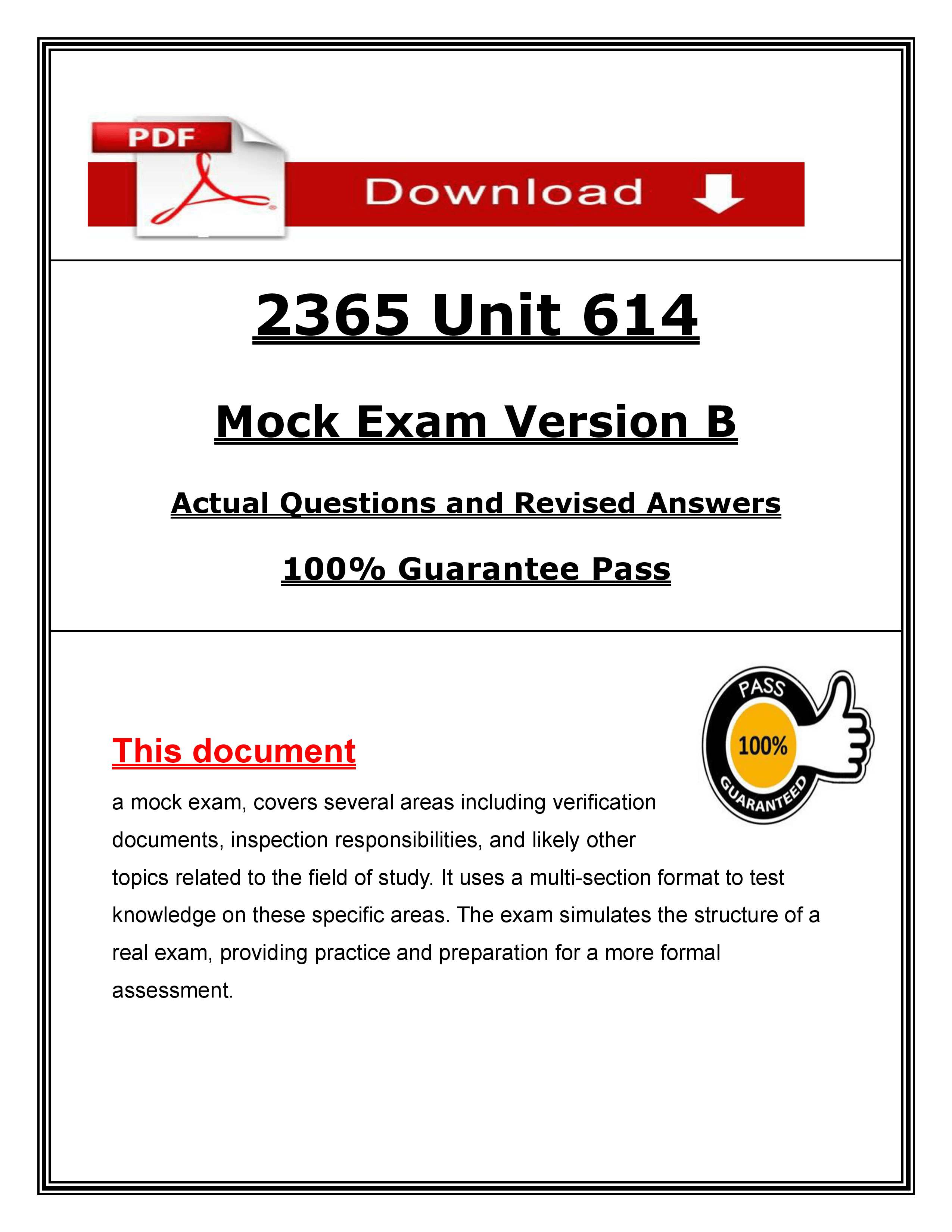 2365 Unit 614 Mock Exam Version B | Inspire Uplift