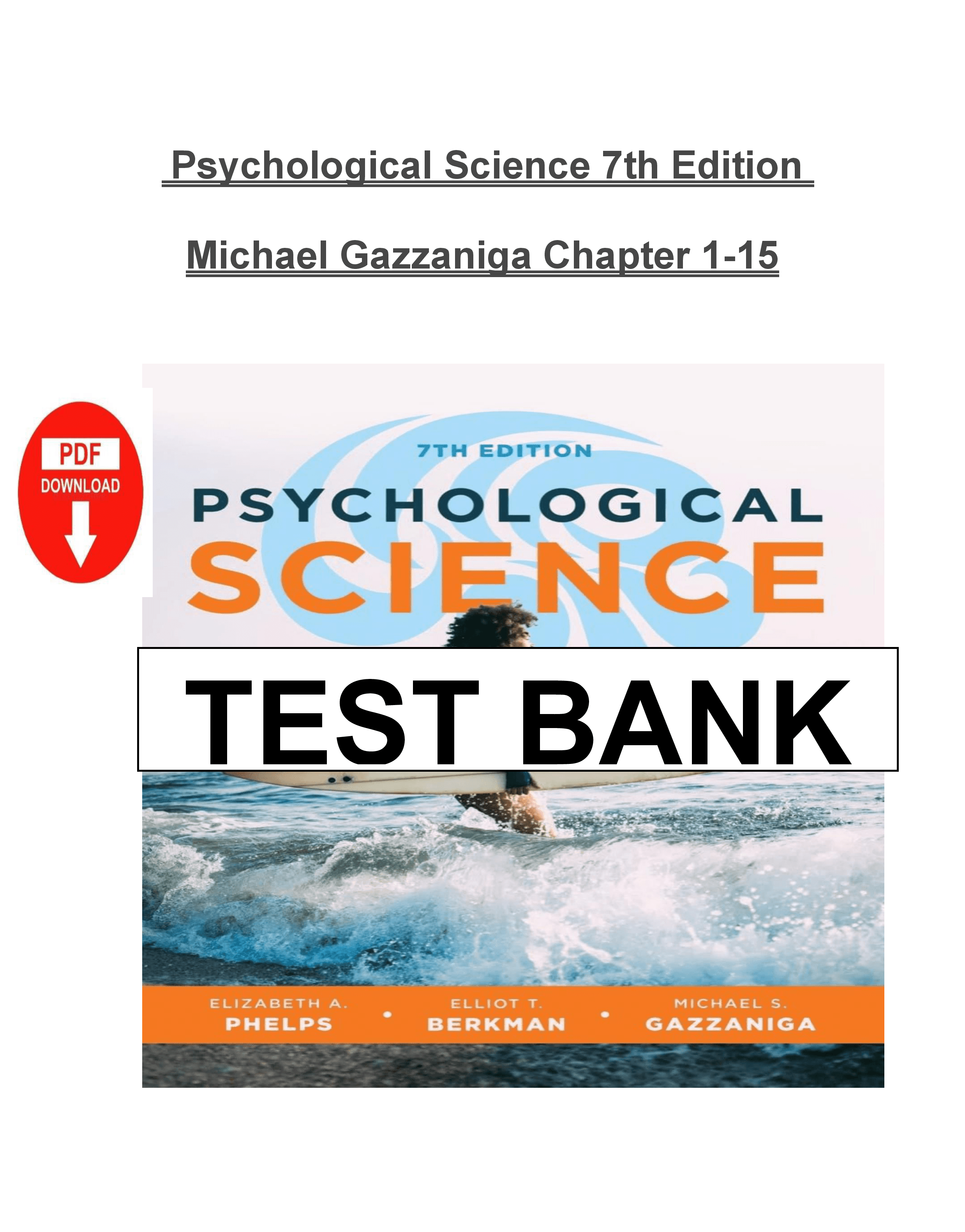 Psychological Science, 7th Edition TEST BANK by Michael Gazz | Inspire ...