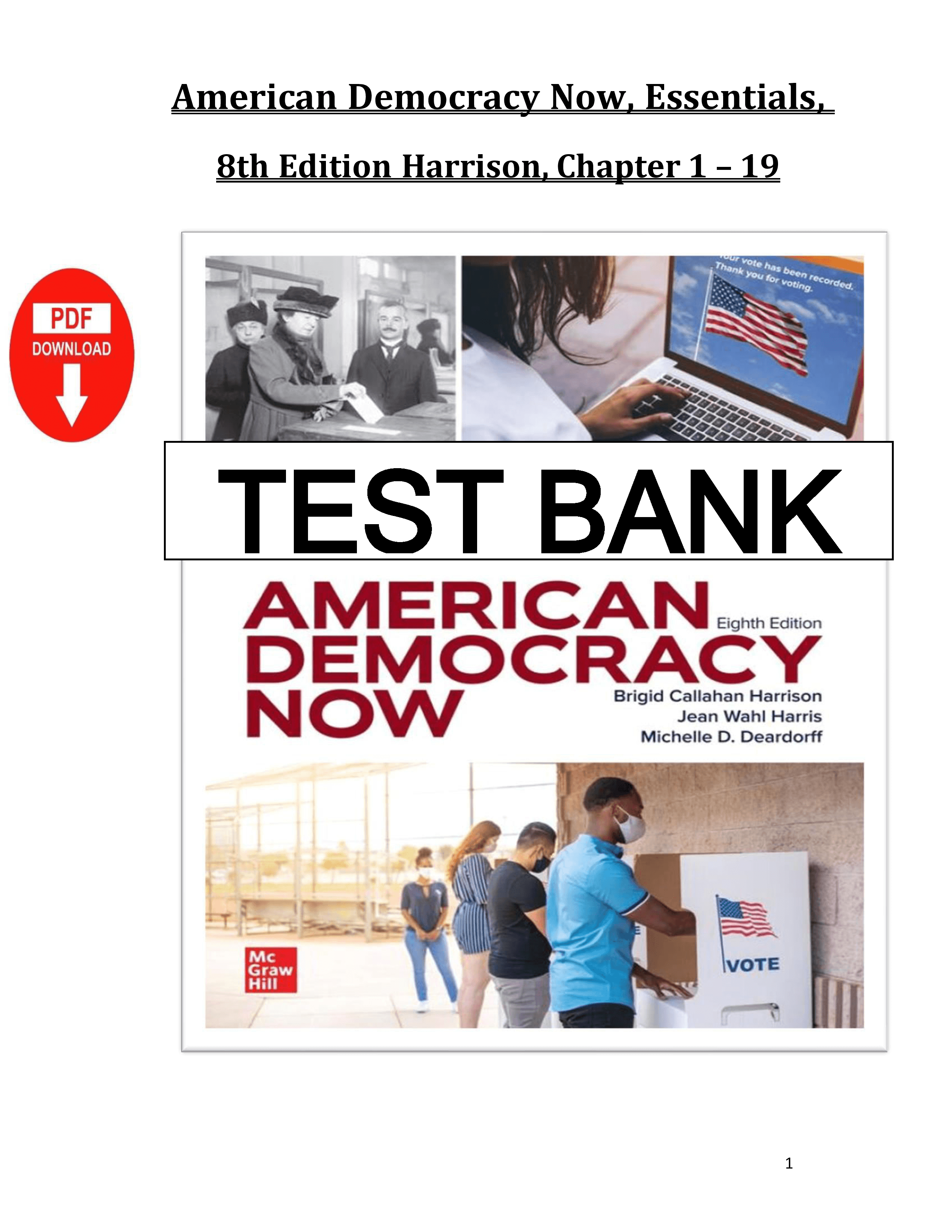 Test Bank - American Democracy Now, Essentials, 8th Edition | Inspire ...