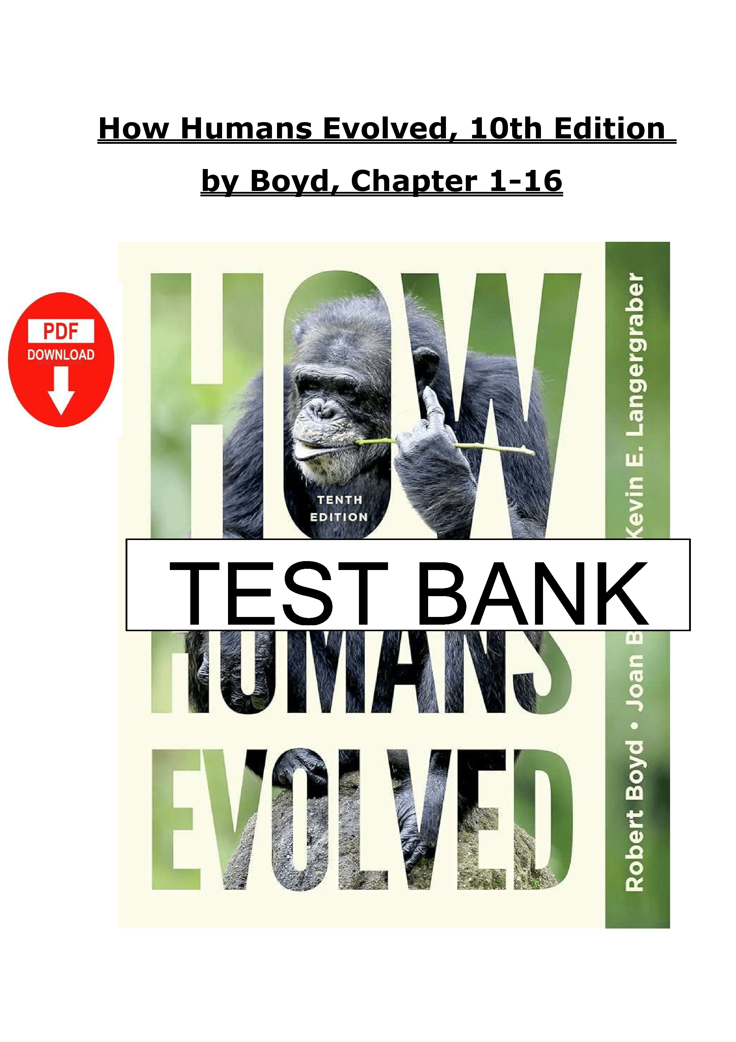 Test Bank for How Humans Evolved – 10th Edition by Robert Bo | Inspire ...