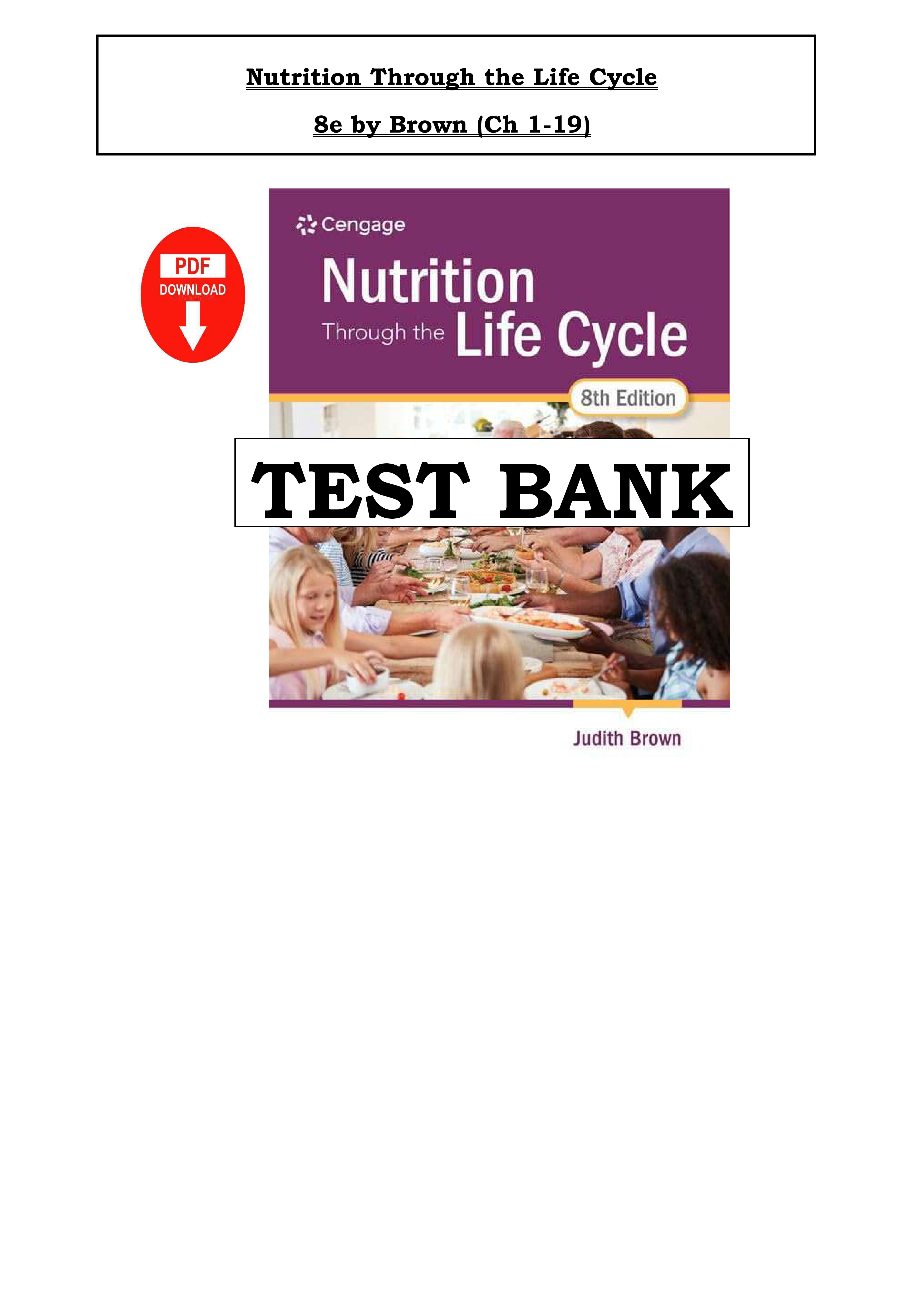 Test Bank for Nutrition Through the Life Cycle – 8th Edition | Inspire ...
