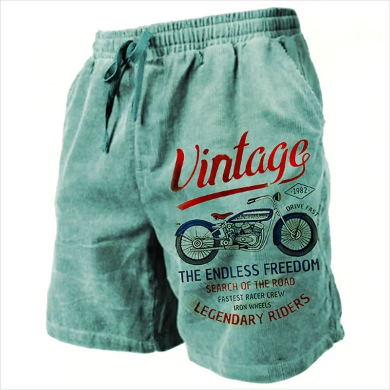 Vintage Motorcycle Swim Trunks 3D Printed Beach Shorts | Inspire Uplift