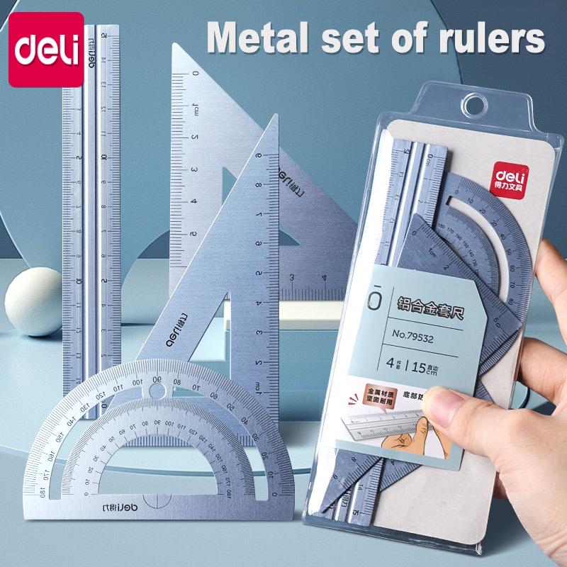 Deli Metal Ruler Set for School Drawing and Office Use | Inspire Uplift