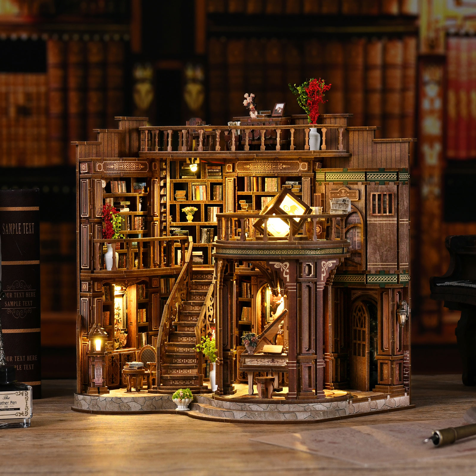 Book house assembly DIY miniature kits ornaments decor | Inspire Uplift