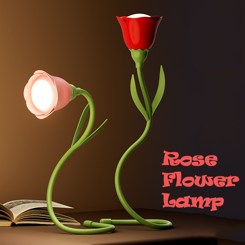 Rechargeable Rose LED Desk Lamp, Dimmable Flower Night Light | Inspire ...