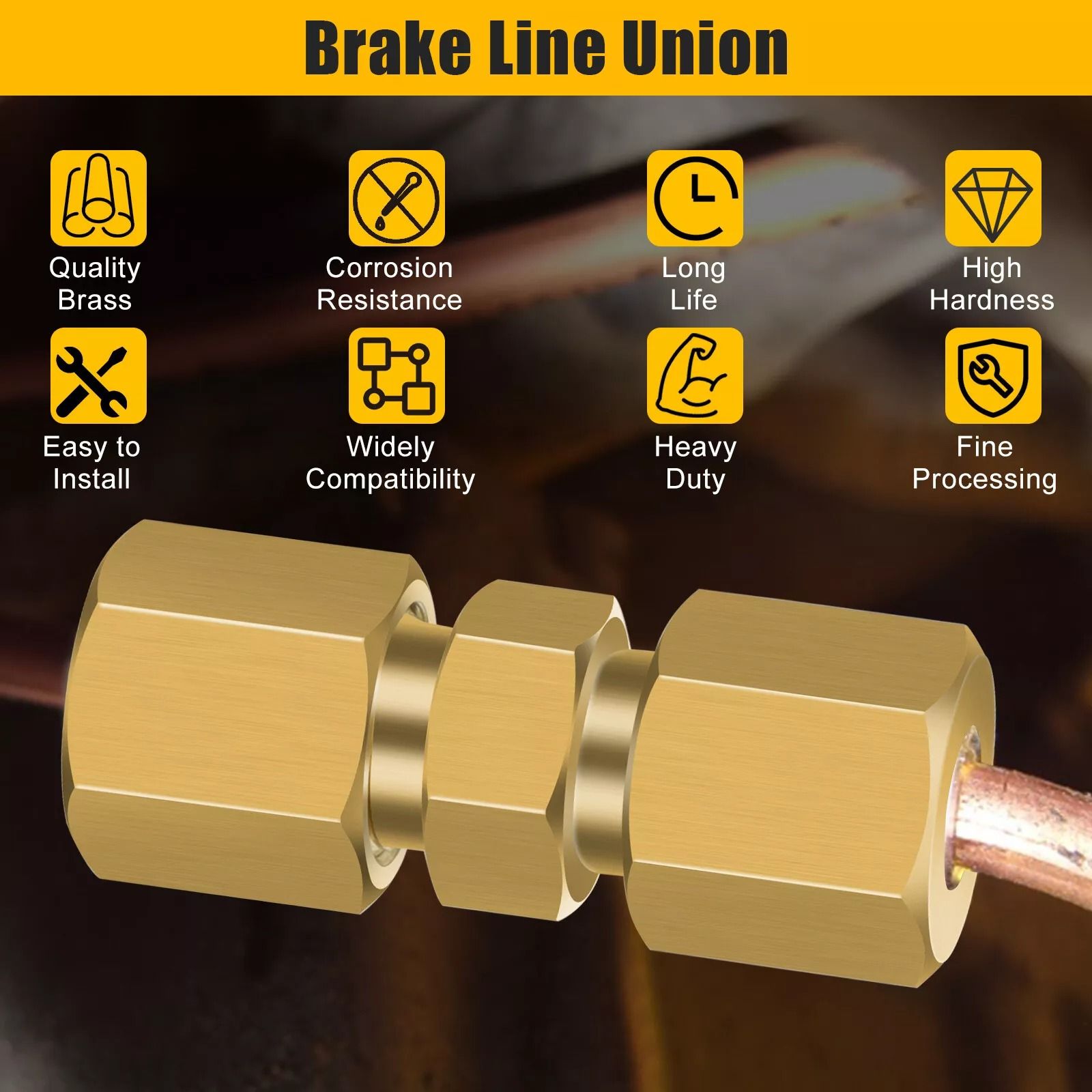 Straight Brass Brake Line Union 3/16" Tube Fitting 12-Pack | Inspire Uplift
