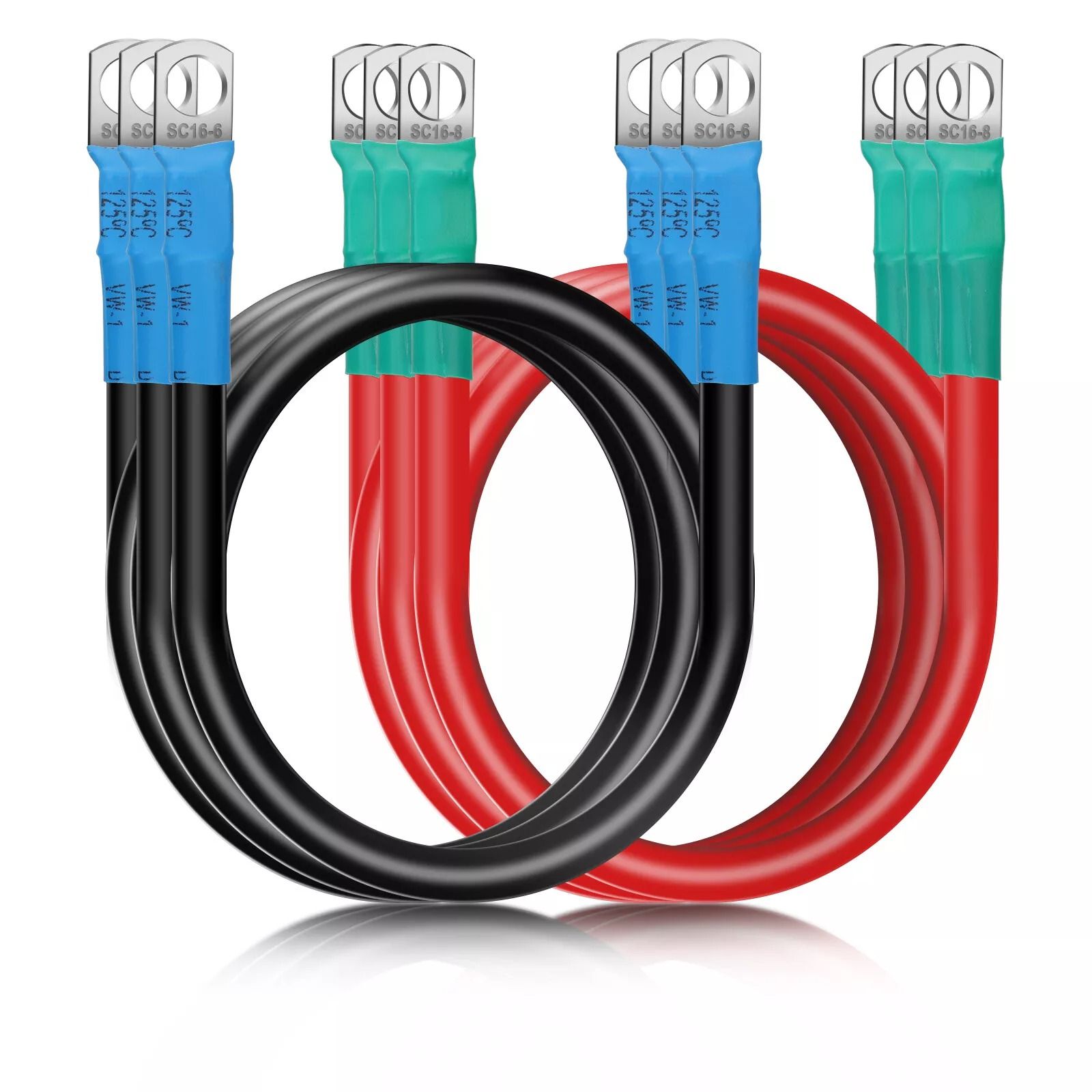 6 AWG Marine Battery Cables with Tinned Copper Lugs 6 Pack | Inspire Uplift