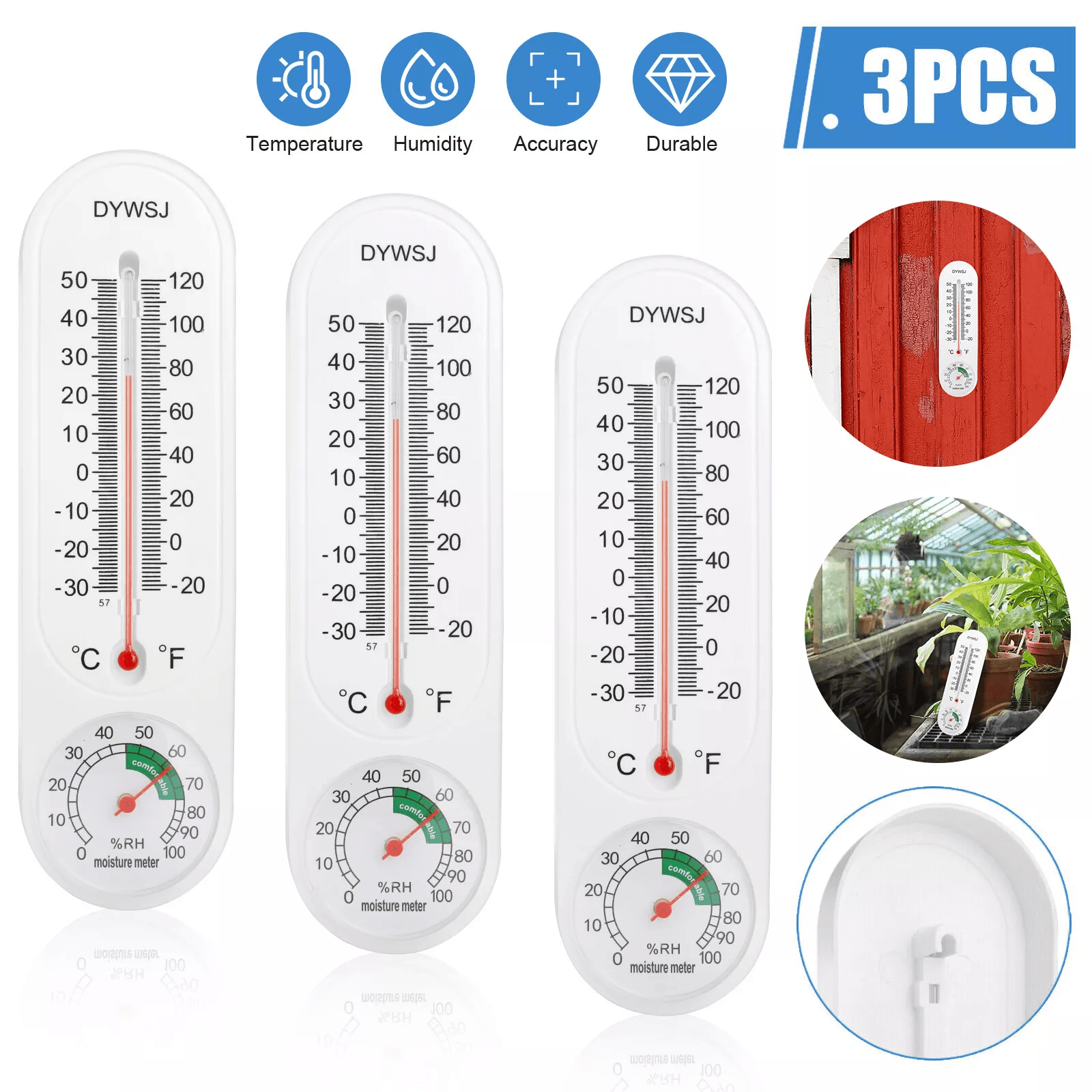 3PCS Indoor Outdoor Wall Thermometer Set | Inspire Uplift