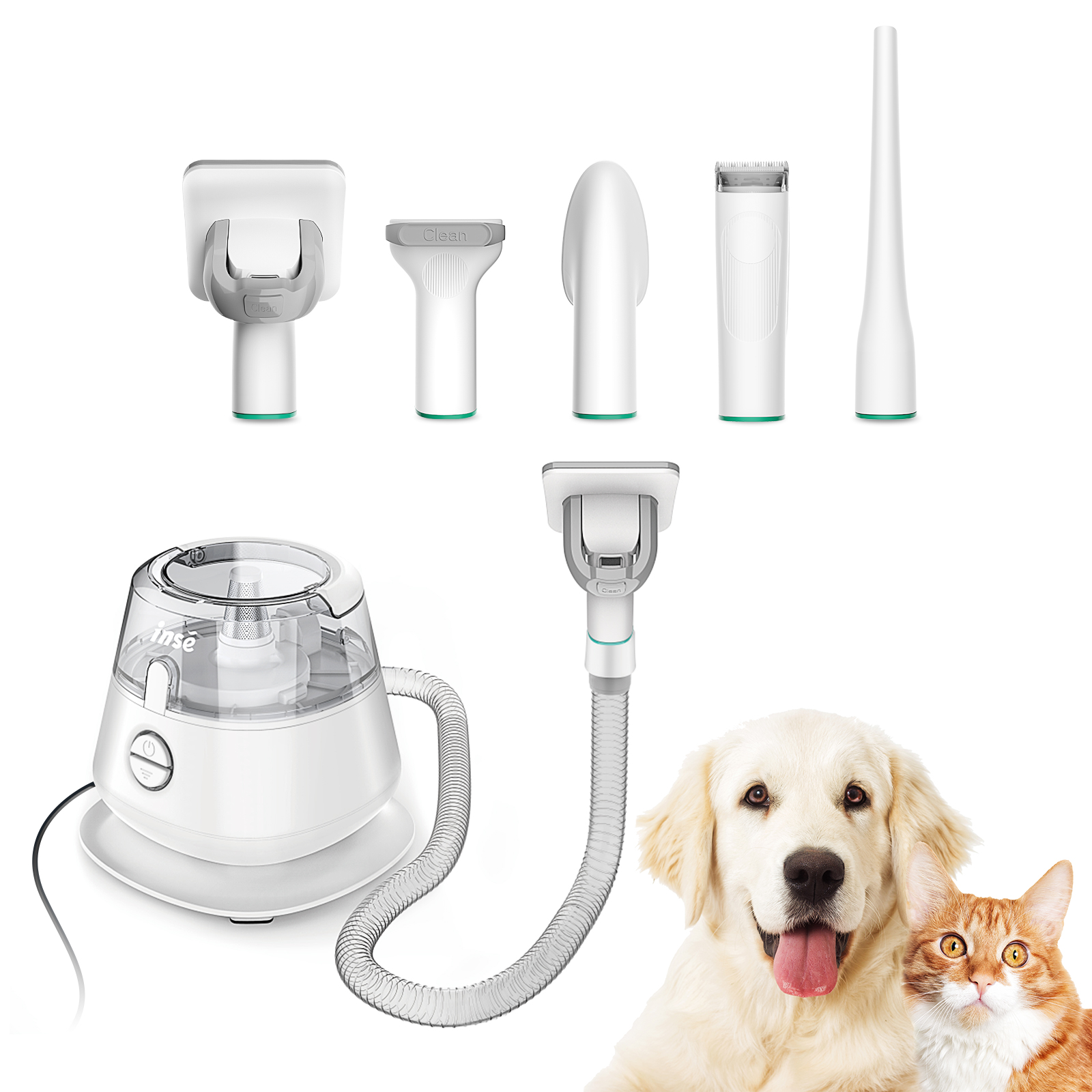 Pet Grooming Kit w/Vacuum - 5 Tools for Dogs & Cats | Inspire Uplift