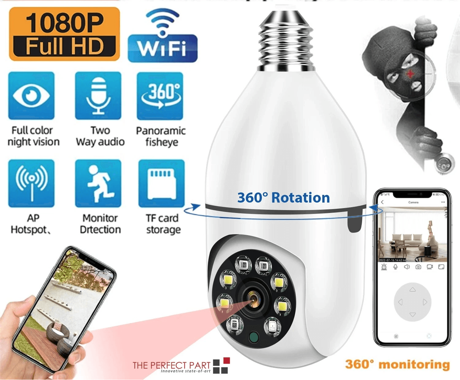360° Light Bulb Camera Wi-Fi Smart Security Cam | Inspire Uplift