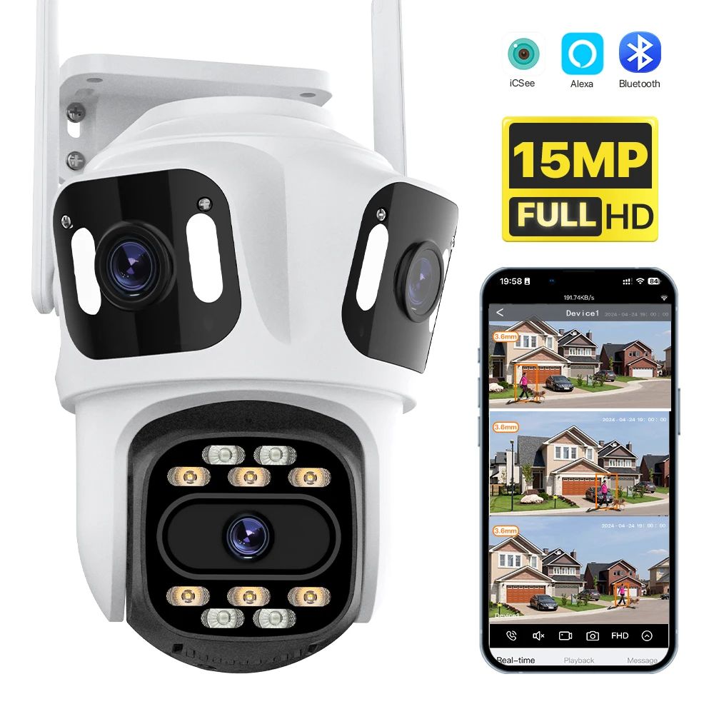 15MP Triple Lens WiFi IP Camera – Outdoor Security CCTV | Inspire Uplift