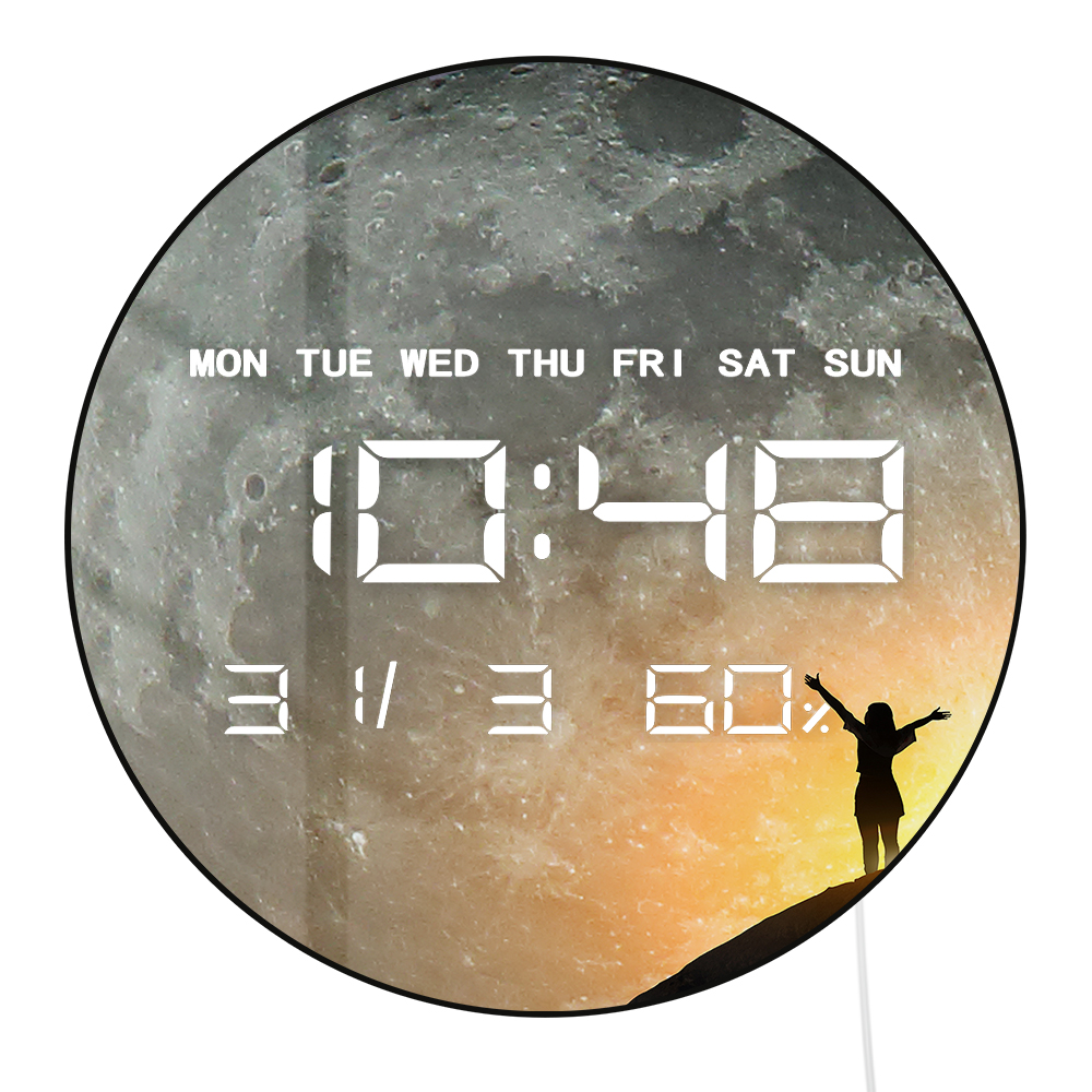 Moon Phase Digital Wall Clock Large Display LED Clock | Inspire Uplift