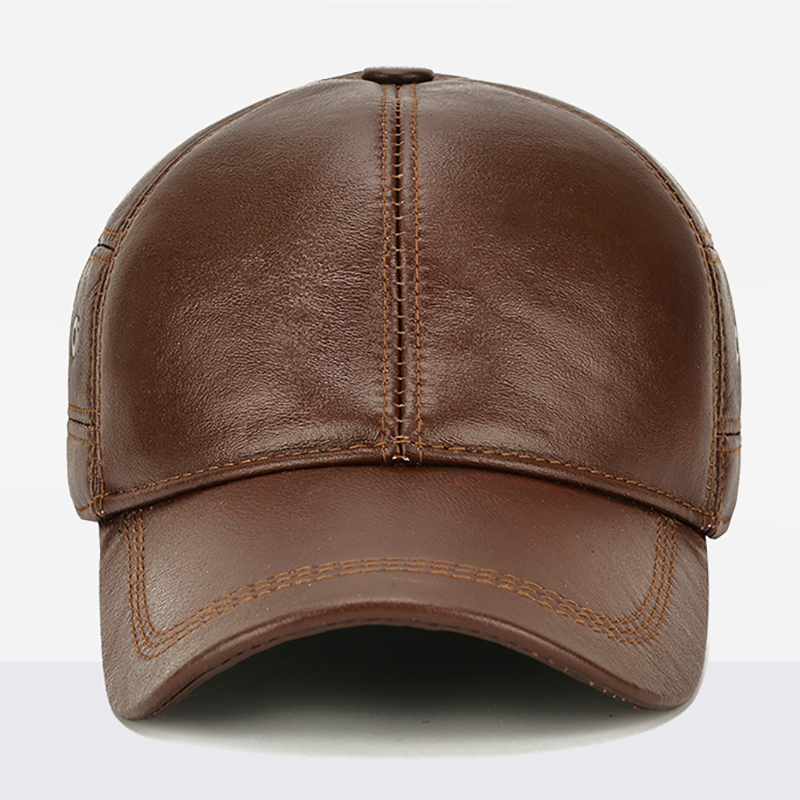 New Style Men Cowhide Hat Real Leather Winter Warm Baseball | Inspire ...