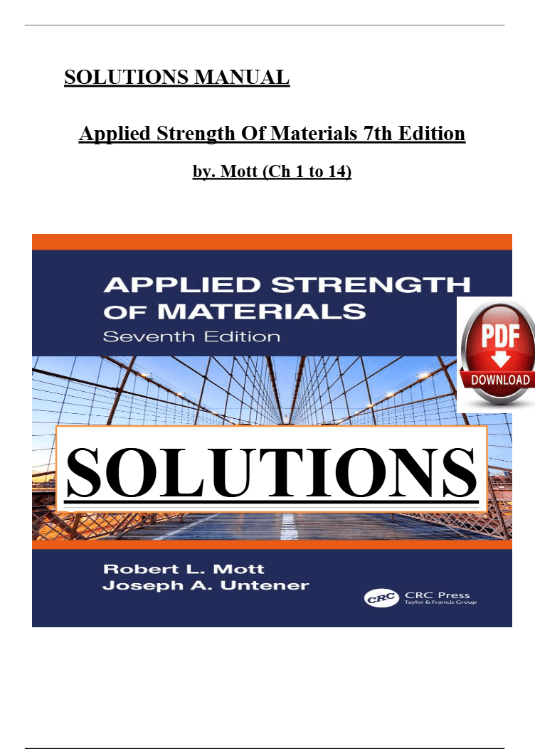 Solutions Manual for Applied Strength of Materials, 7th Edit | Inspire ...