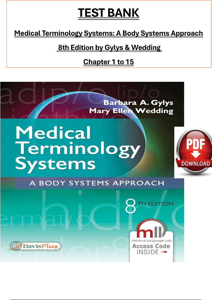 TEST BANK - Medical Terminology Systems A Body Systems Appro | Inspire ...