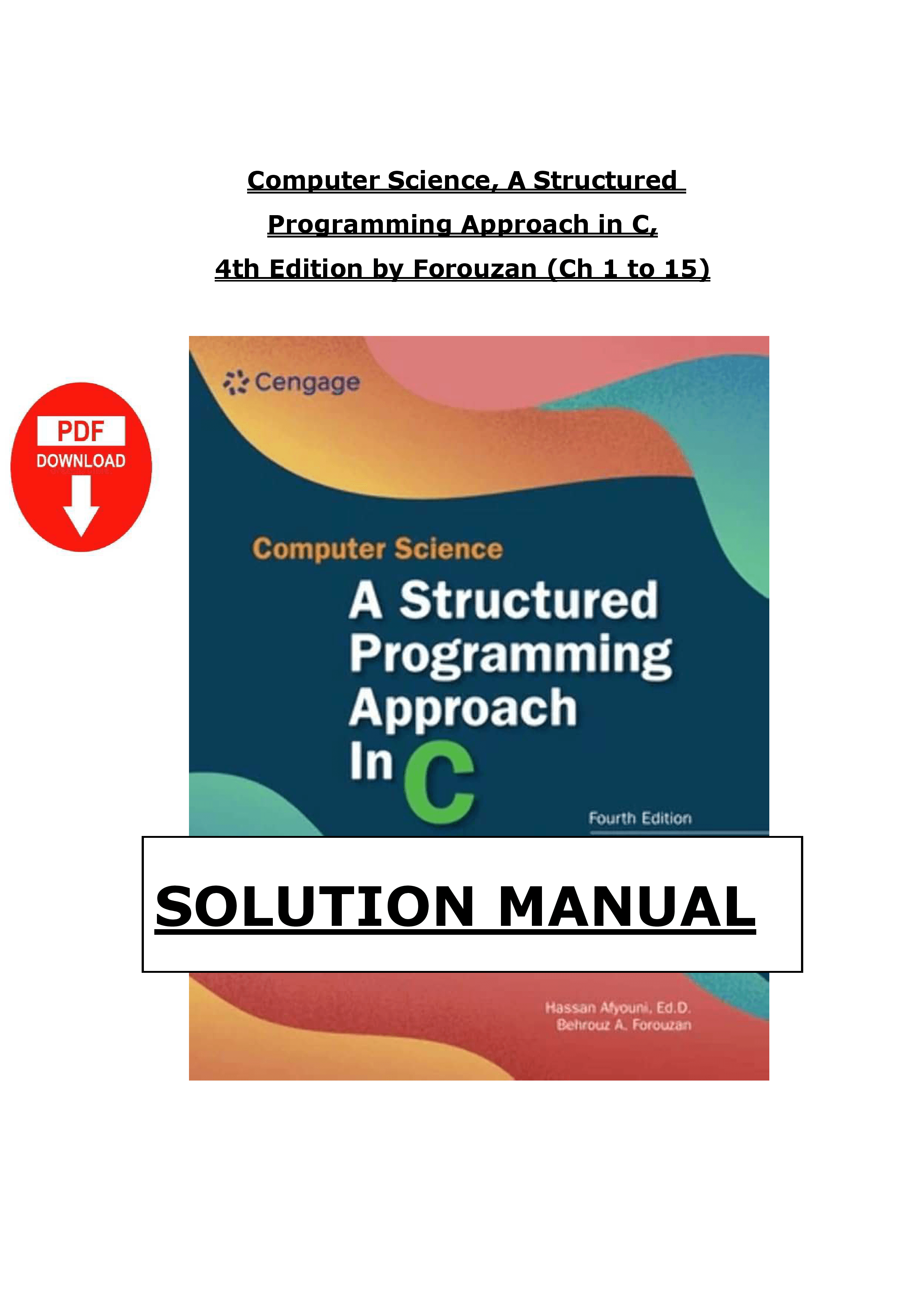 solutions manual for Computer Science A Structured Programmi | Inspire Uplift