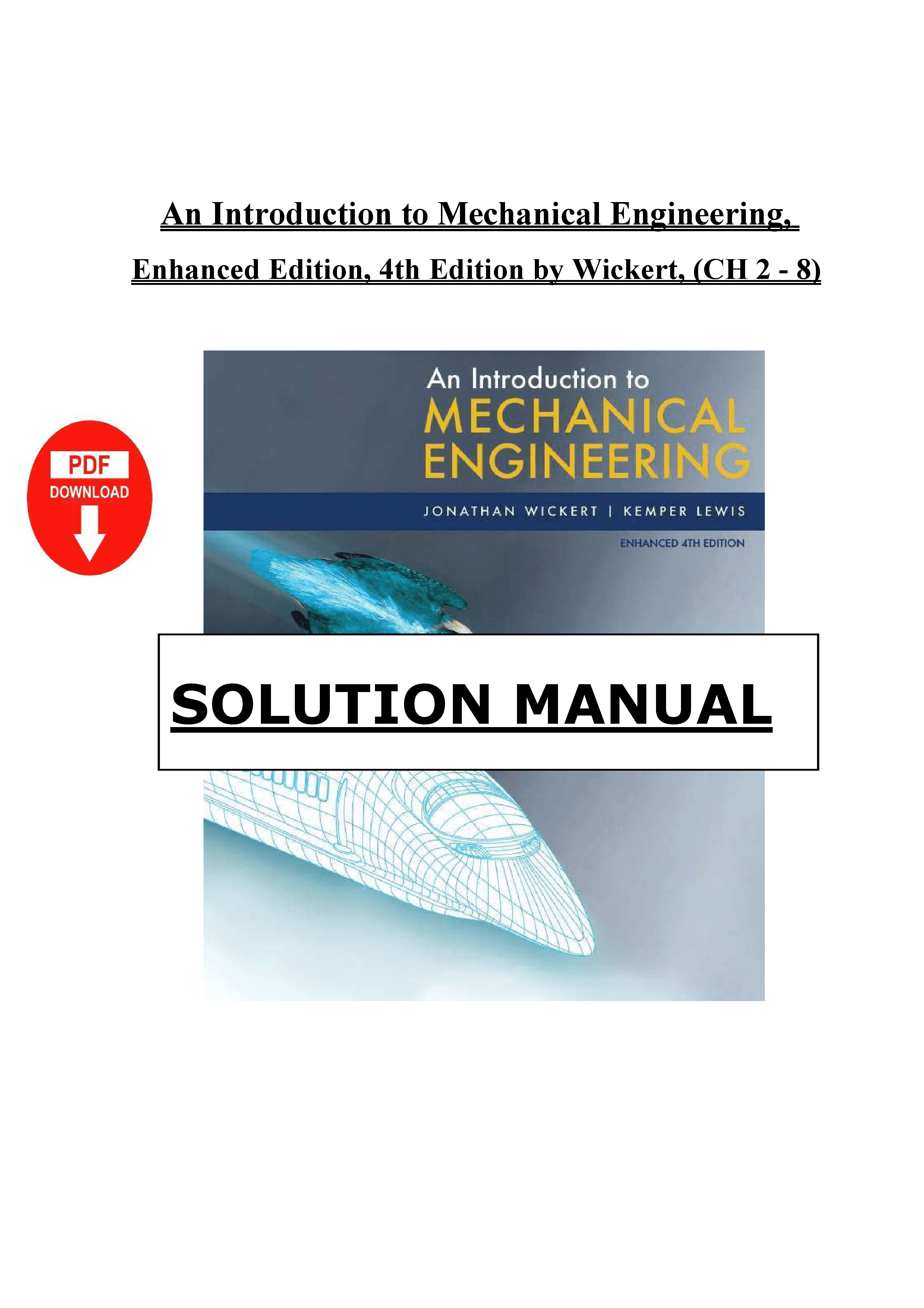 solutions manual for An Introduction to Mechanical Engineeri | Inspire ...