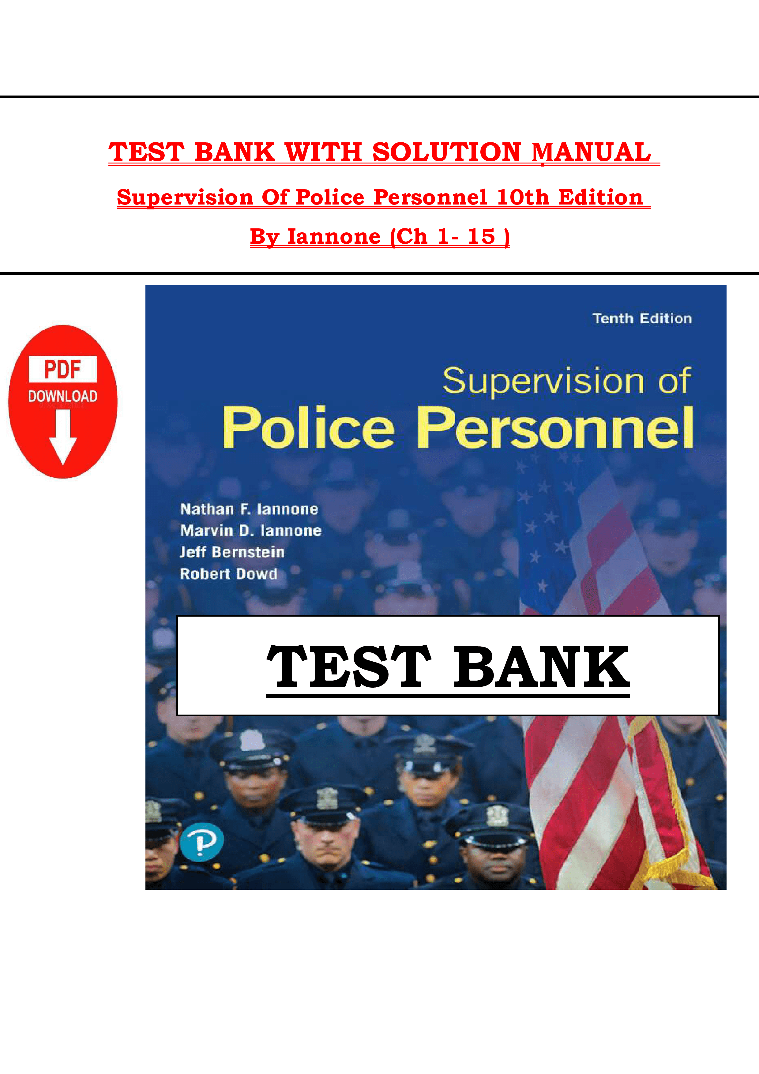 test bank and solution manual for Supervision of Police Pers | Inspire ...