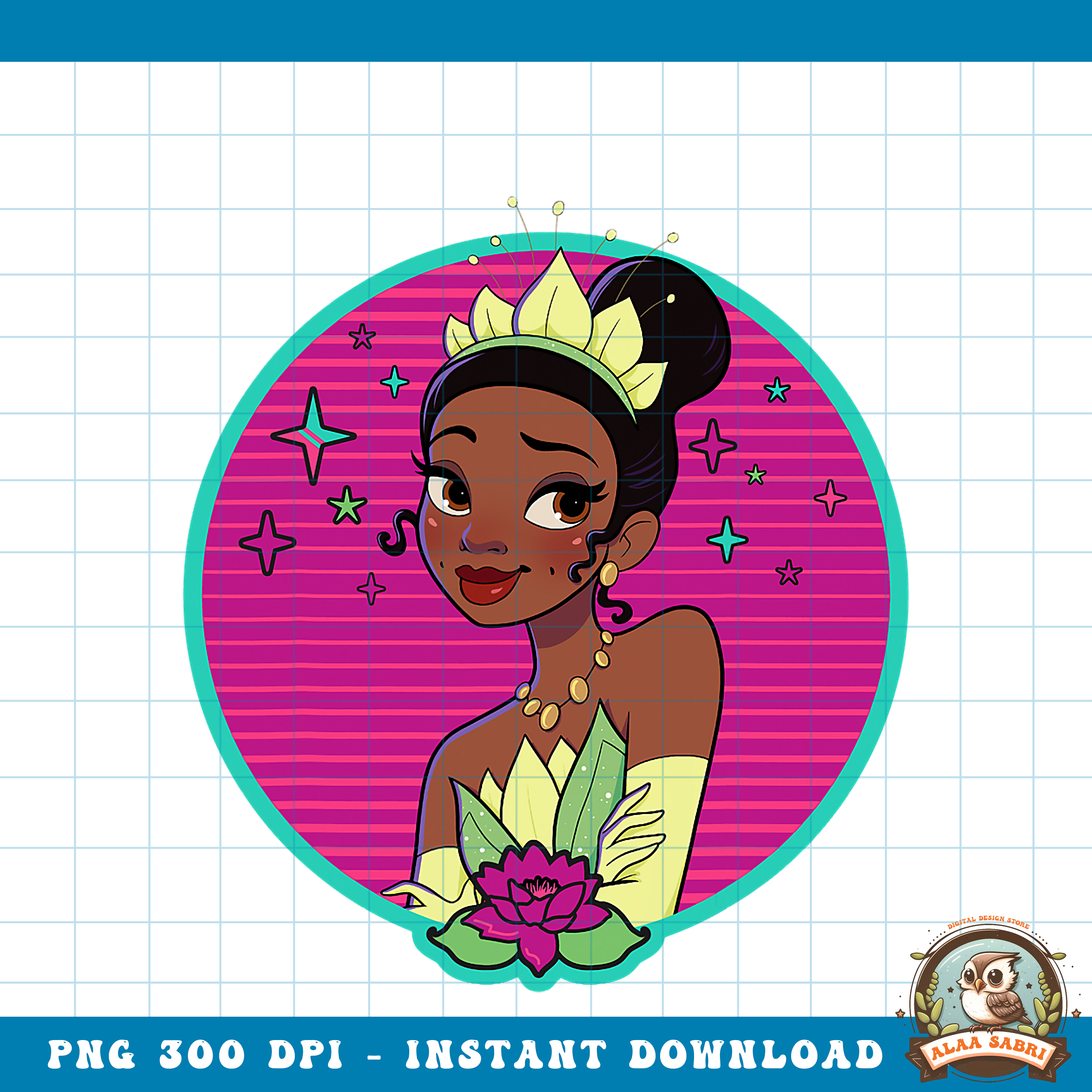 Disney Princess Tiana 80s Glamour Portrait png, digital down | Inspire ...