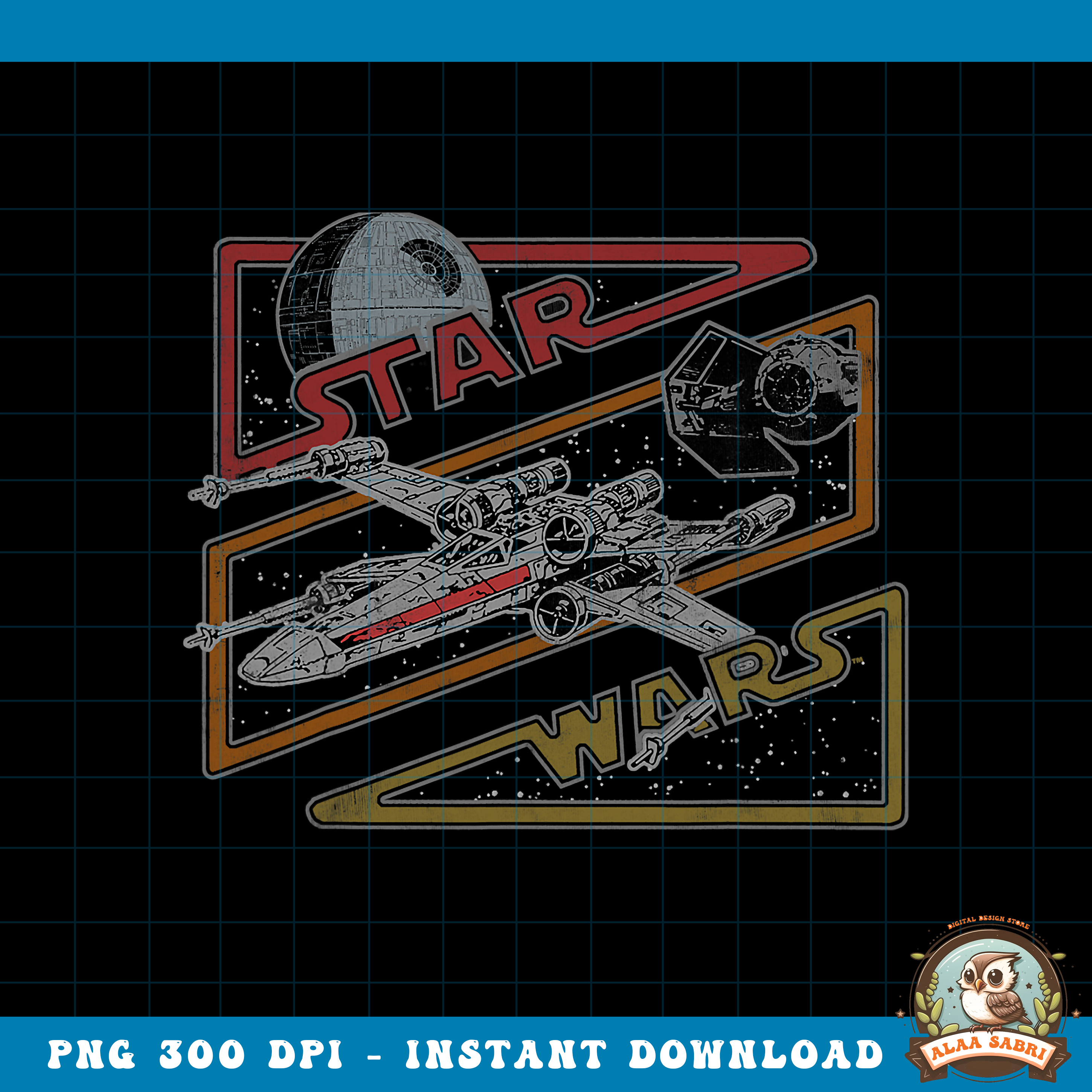 Star Wars Death Star X-Wing Tie Fighter Retro Logo png, digi | Inspire ...