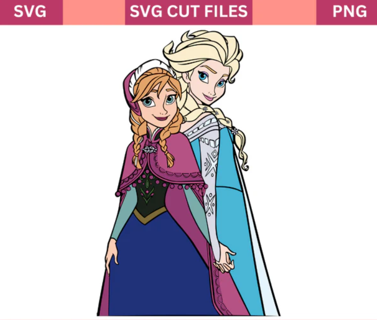 Disney Princess Elsa & Anna Layered Frozen SVG Cut File - Pe | Inspire ...