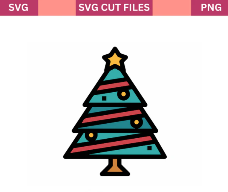 Cute Chrismas Tree star SVG And Png Download | Inspire Uplift