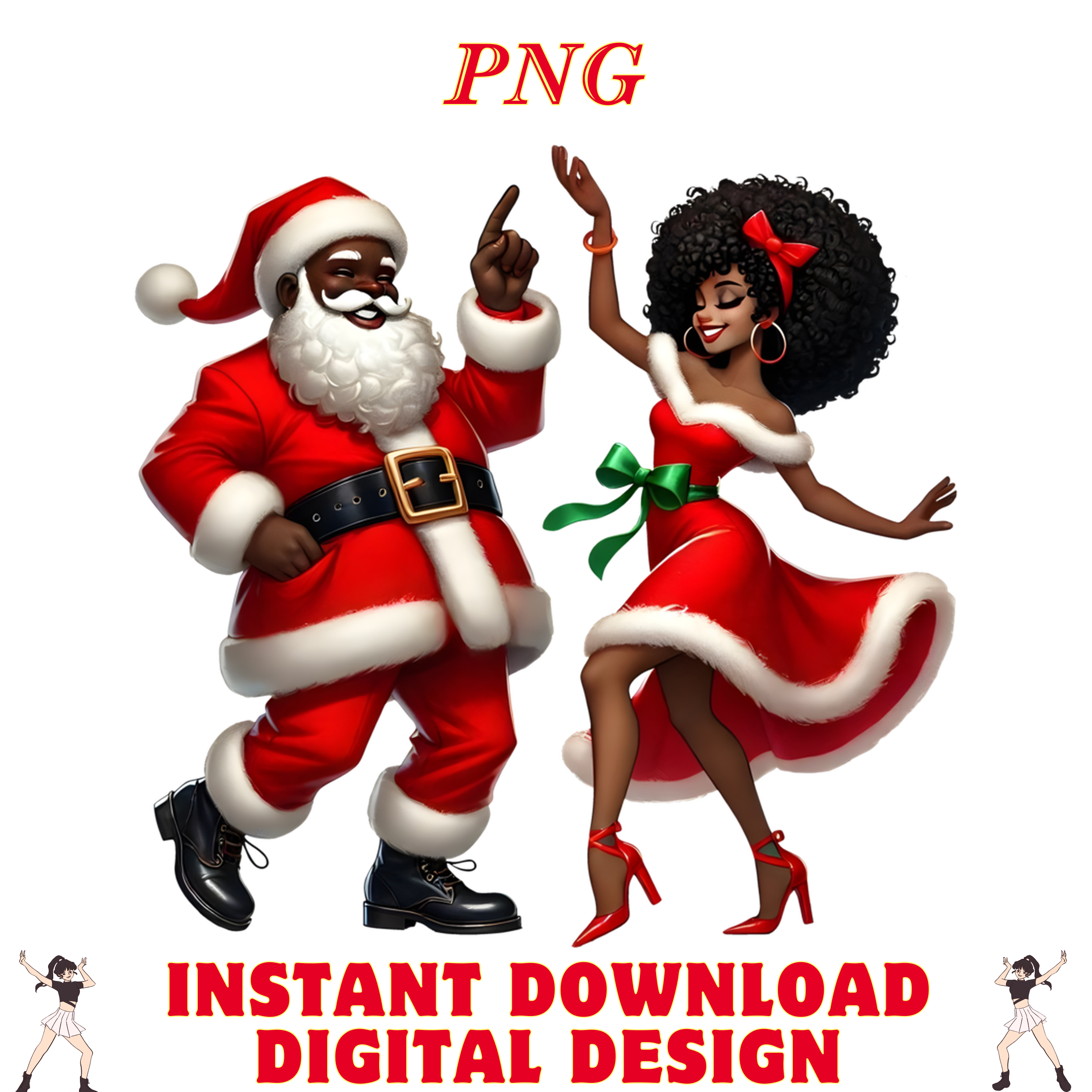 African Santa Mrs Claus Dancing African American Christmas | Inspire Uplift