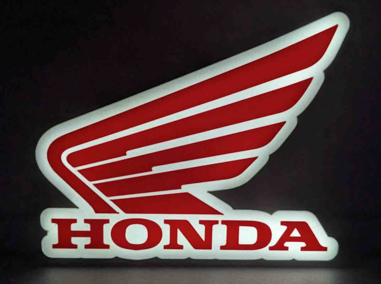 Honda Wing Logo Light Box 3D Printed LED Lamp Neon Sign For | Inspire ...