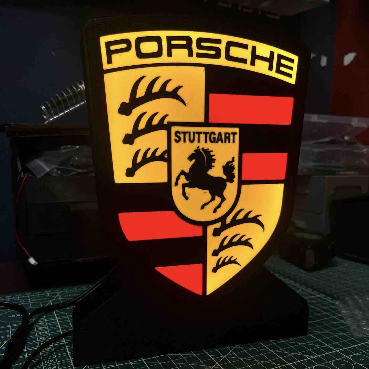 Porsche Logo Light Box 3D Printed LED Lamp Neon Sign For Man | Inspire ...