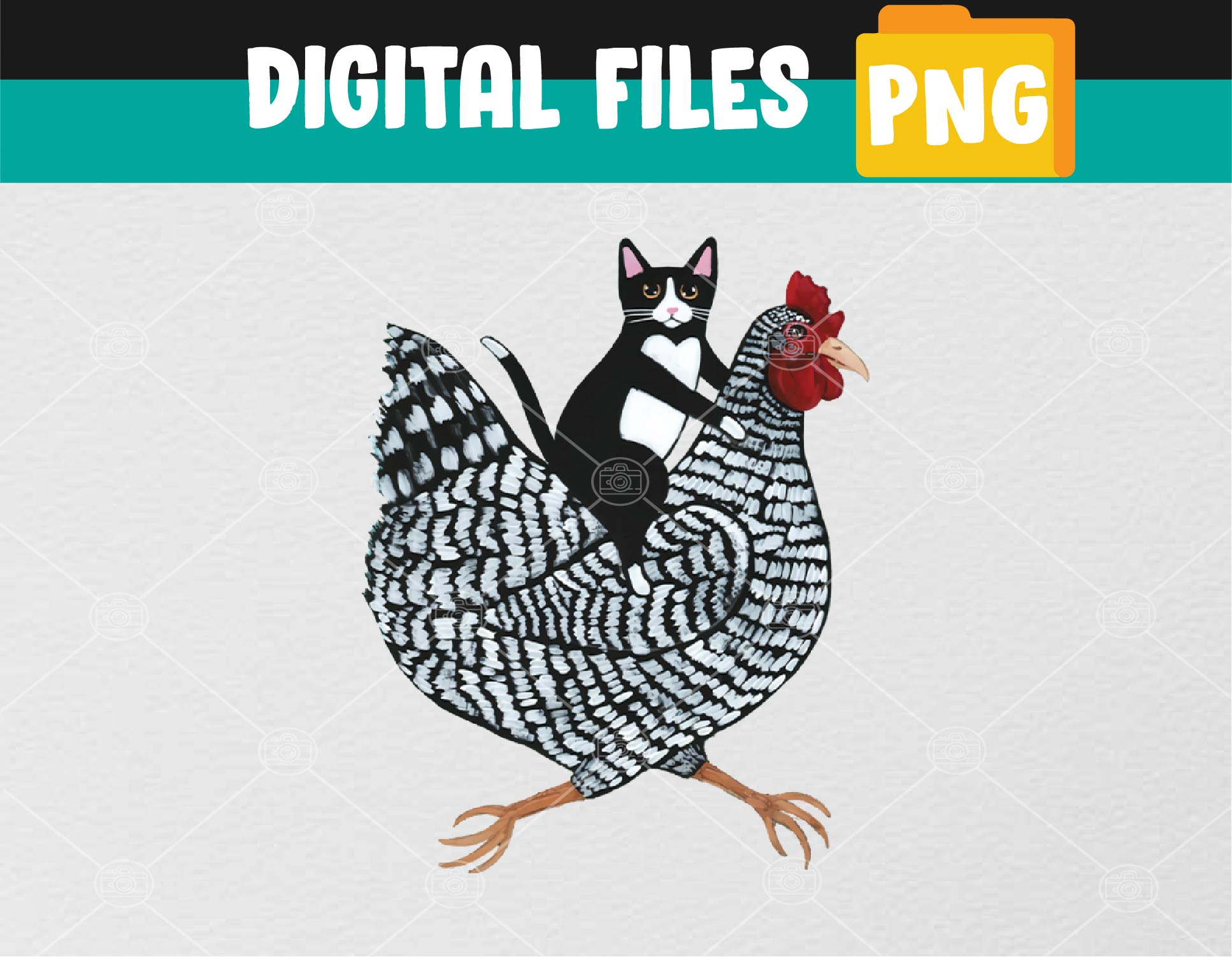 Funny Cat Riding Chicken Tuxedo Cat on a Chicken Lover PNG, | Inspire ...