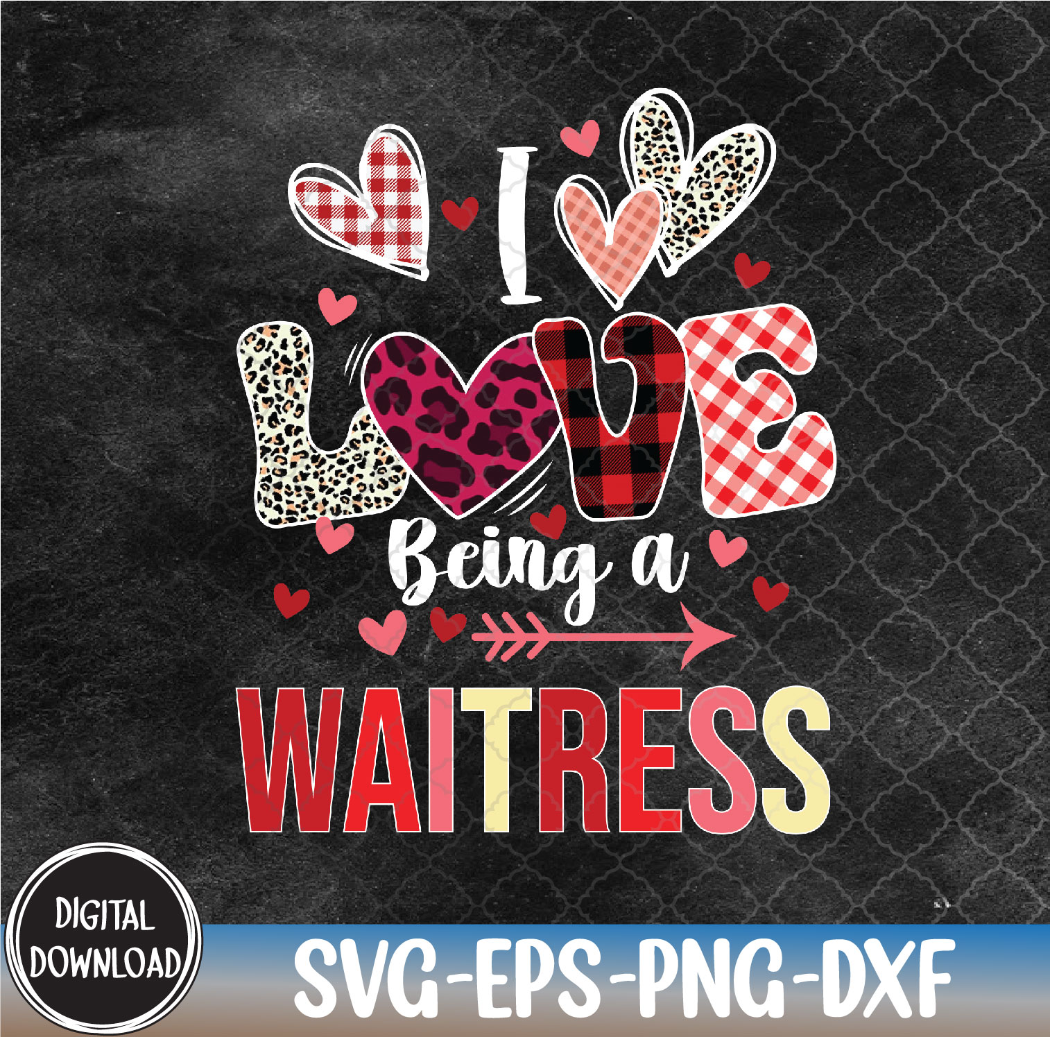 I Love Being A Waitress Red Plaid Hearts Cute Valentines day | Inspire ...