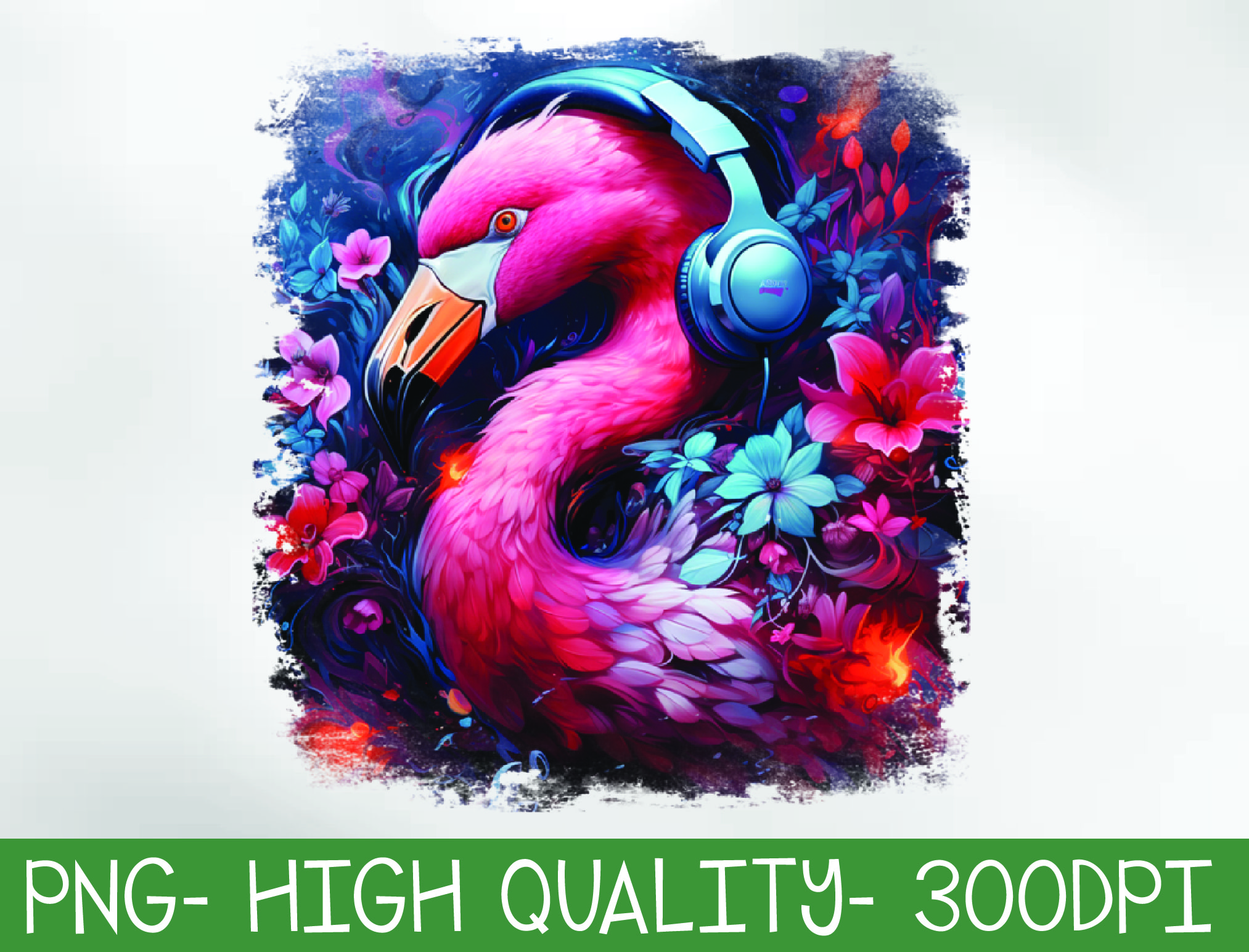 Cute Anime gamer flamingo gaming headphones pink flowers art | Inspire ...