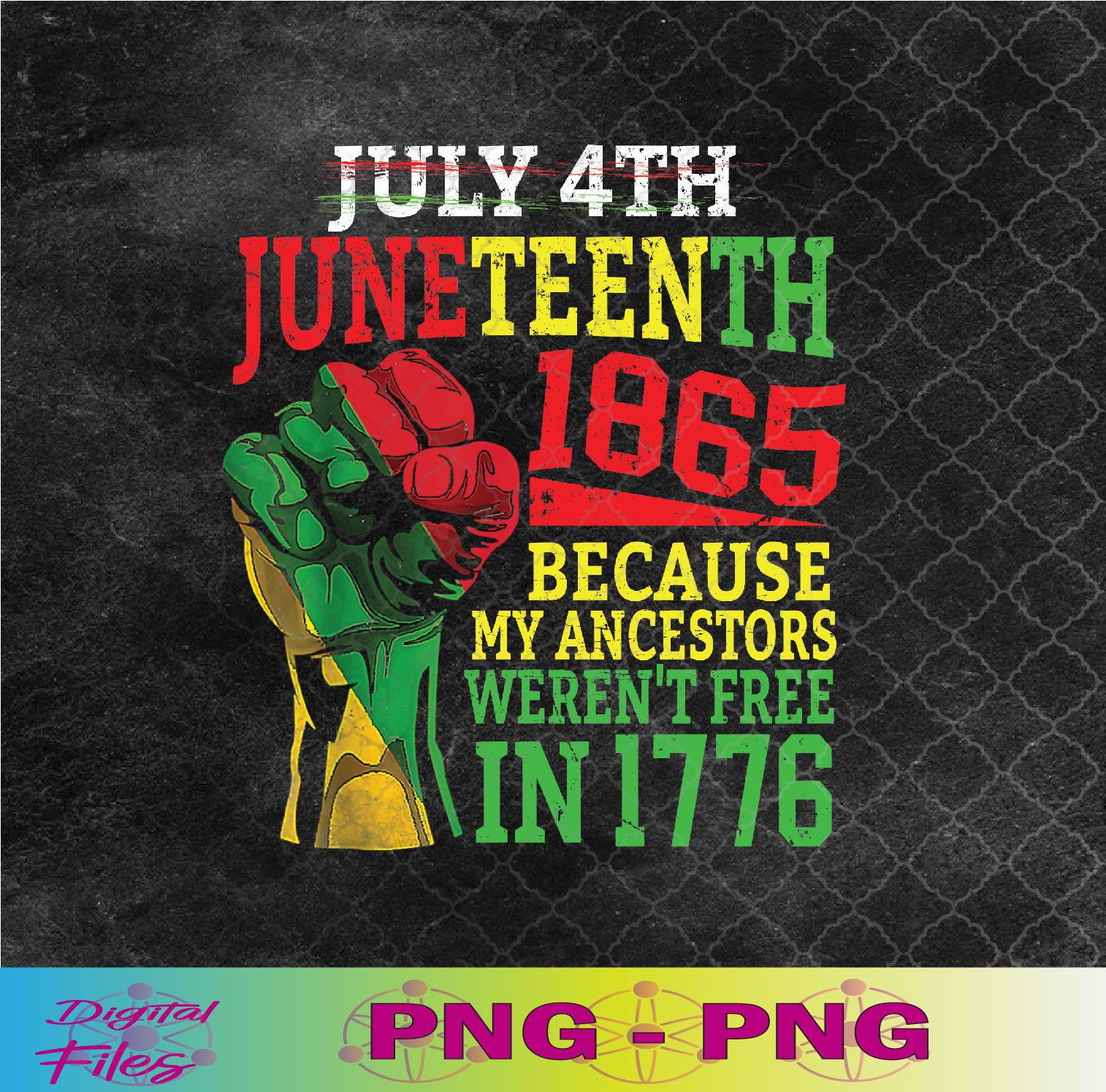 July 4th Juneteenth 1865 Because My Ancestors Png Design | Inspire Uplift