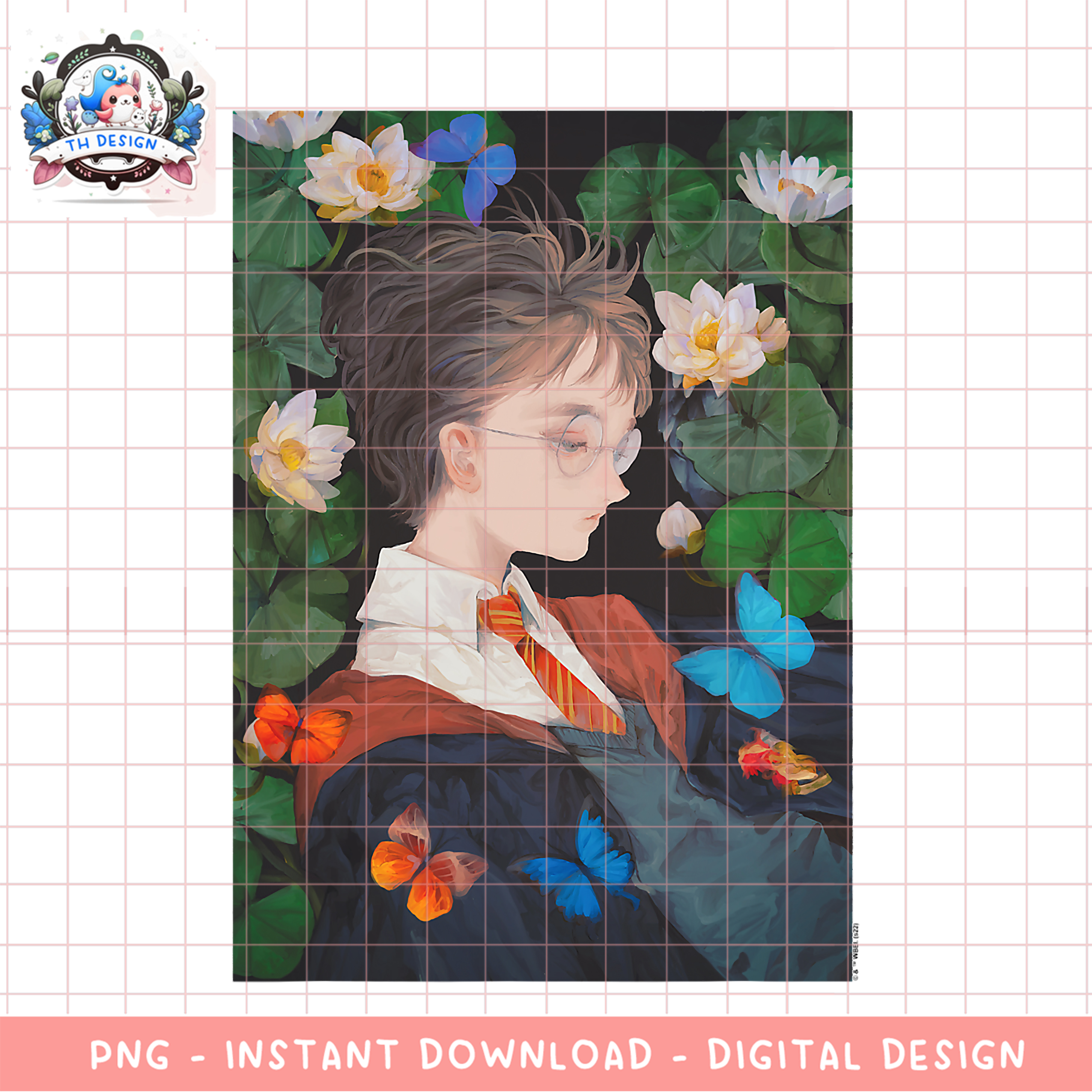 Harry Potter Deathly Hallows 2 Harry Floral Portrait PNG Dow | Inspire ...