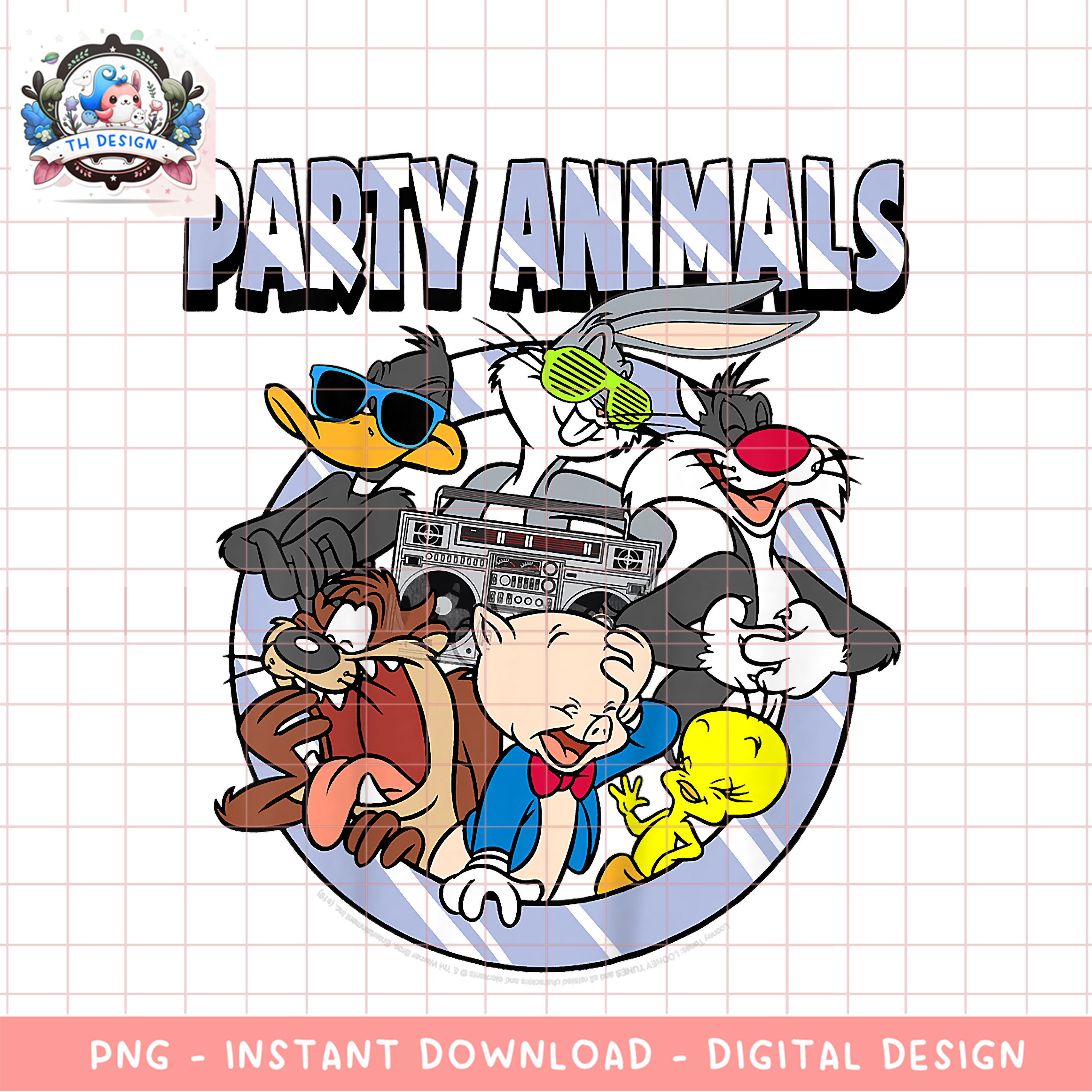 Kids Looney Tunes Party Animals Group Shot png, digital down | Inspire ...