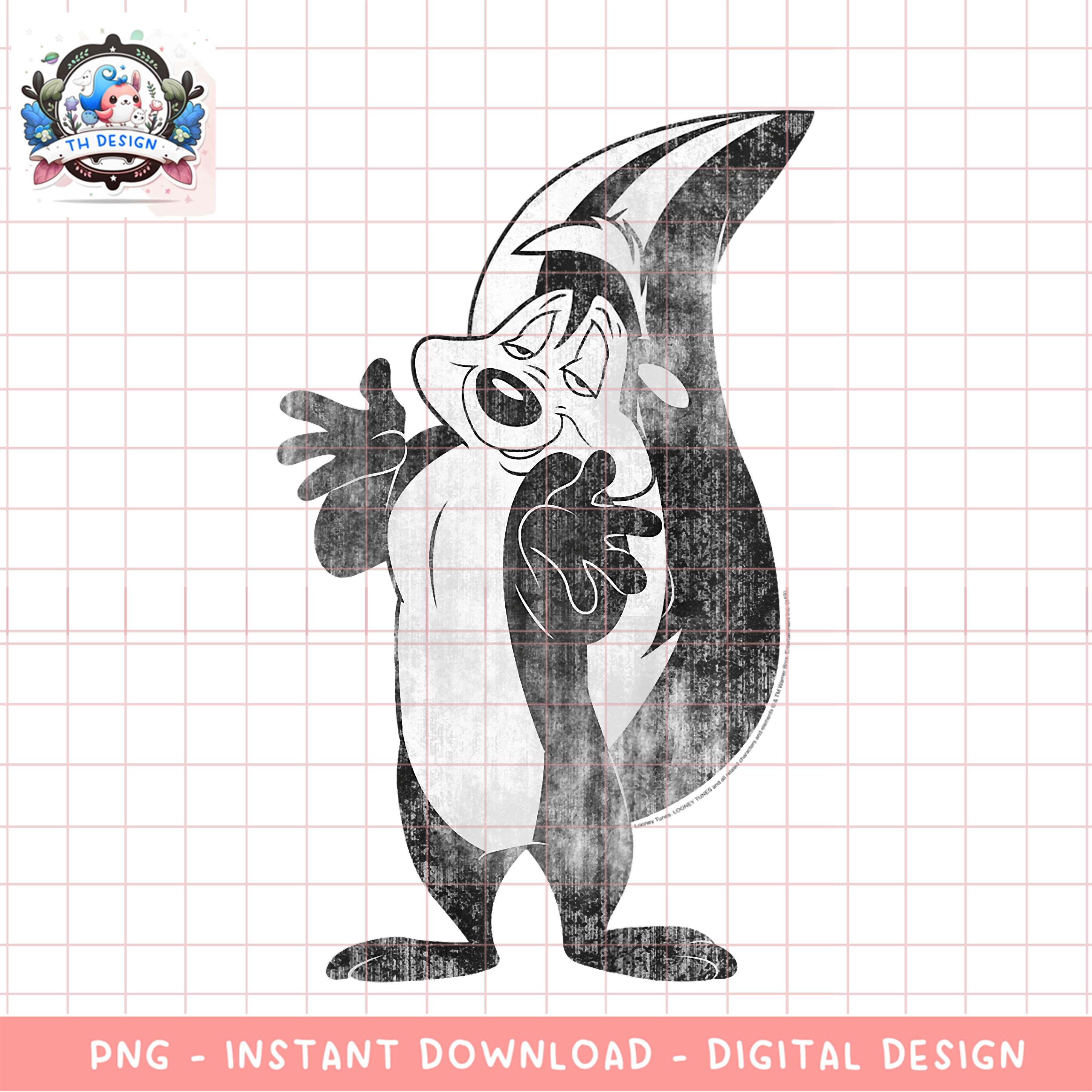 Kids Looney Tunes Pepe Le Pew Vintage Portrait png, digital | Inspire ...