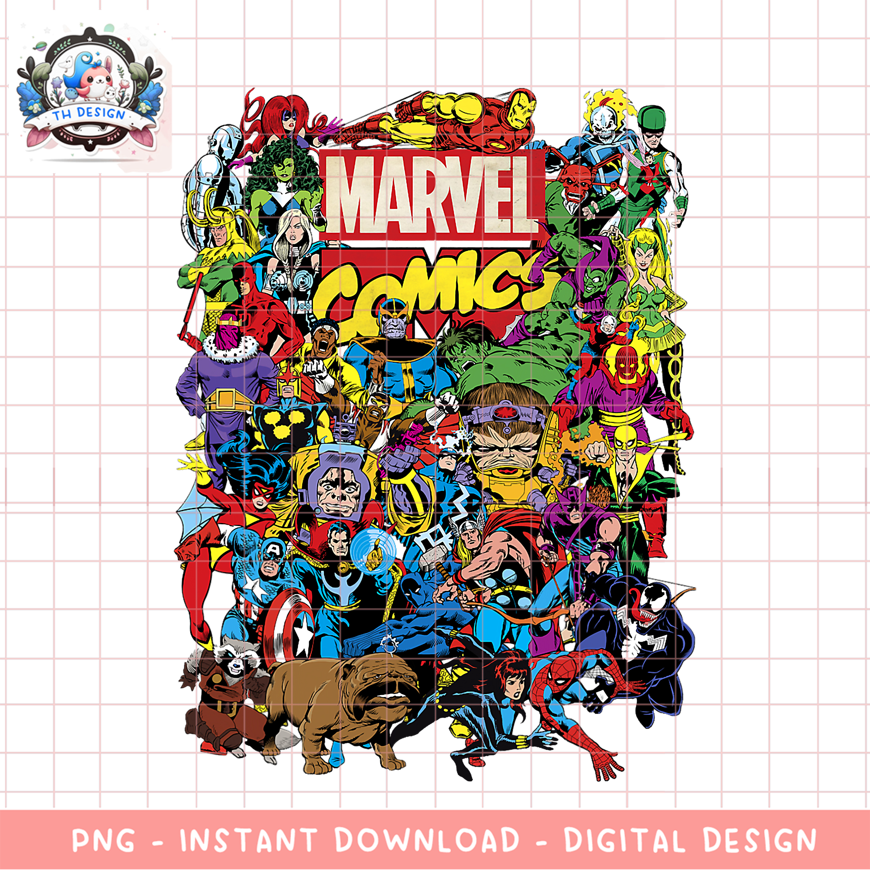 Marvel Comics Heroes Group Shot png, digital download, insta | Inspire ...