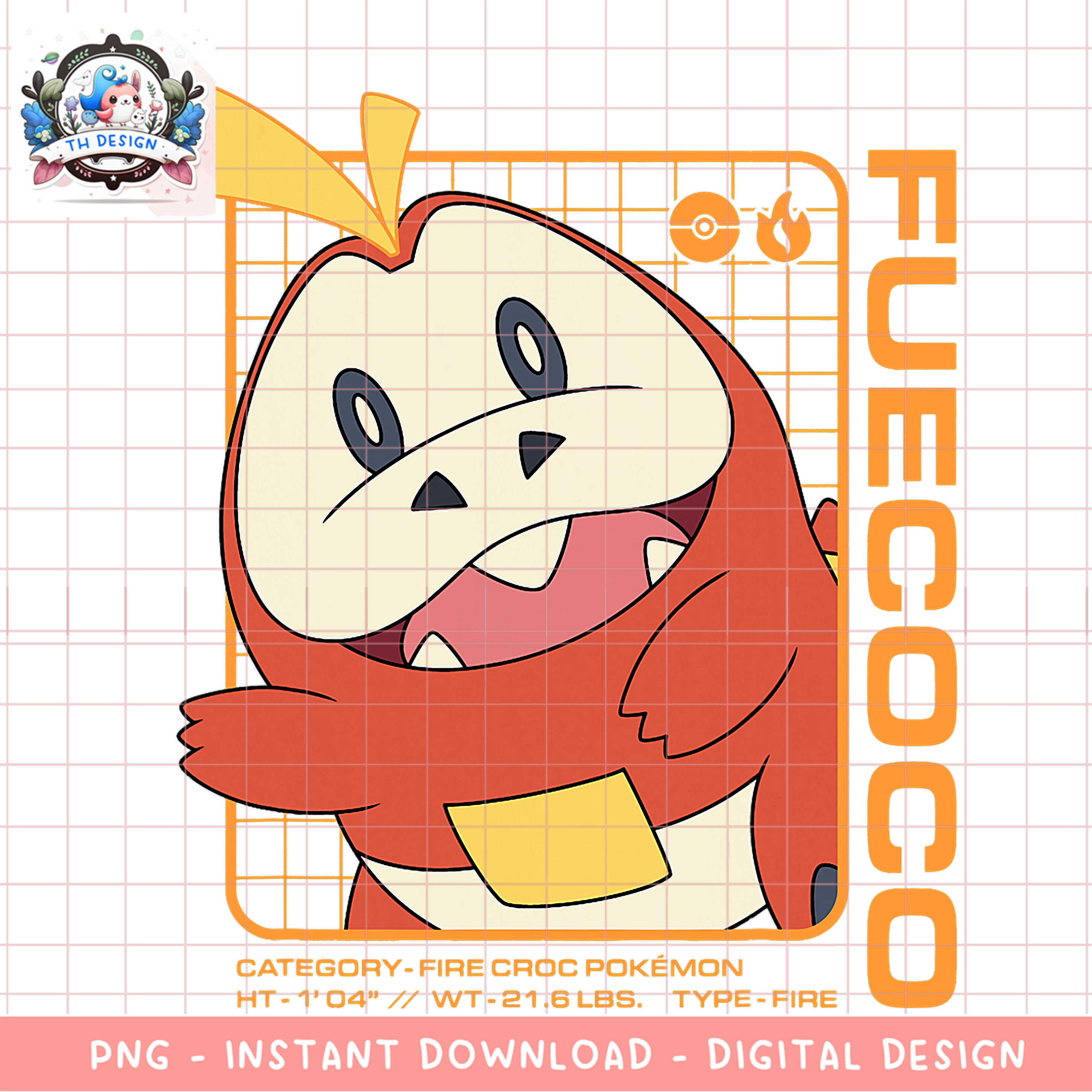 Pokemon - Fuecoco Stats png, digital download, instant | Inspire Uplift