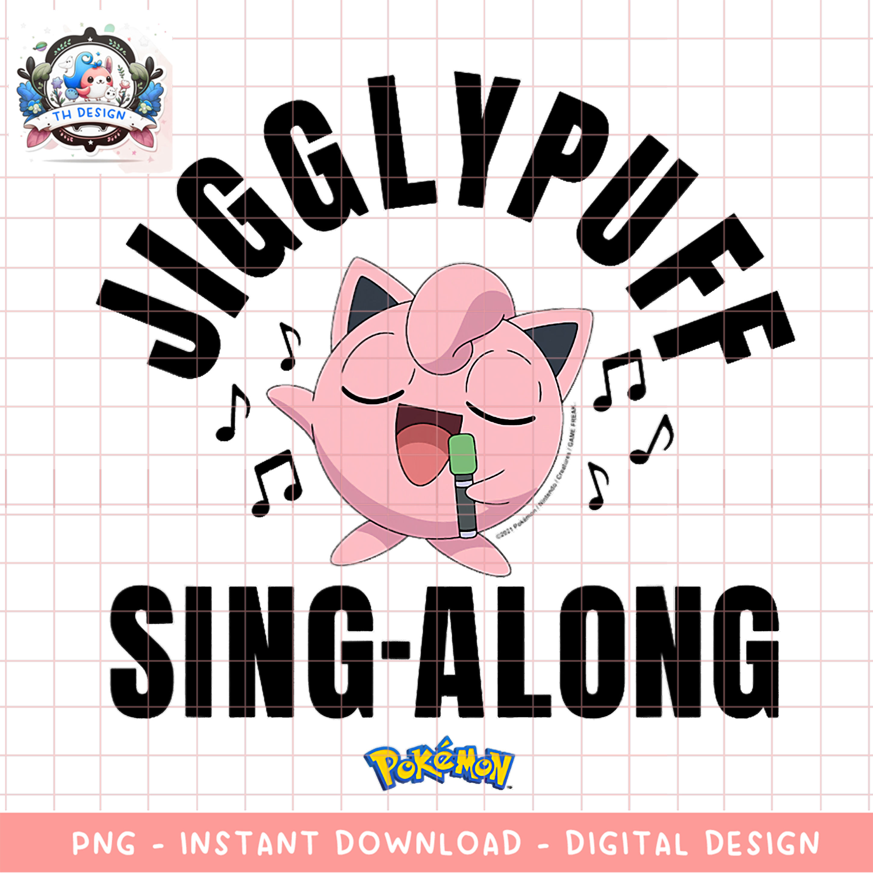 Pokemon - Jigglypuff png, digital download, instant | Inspire Uplift