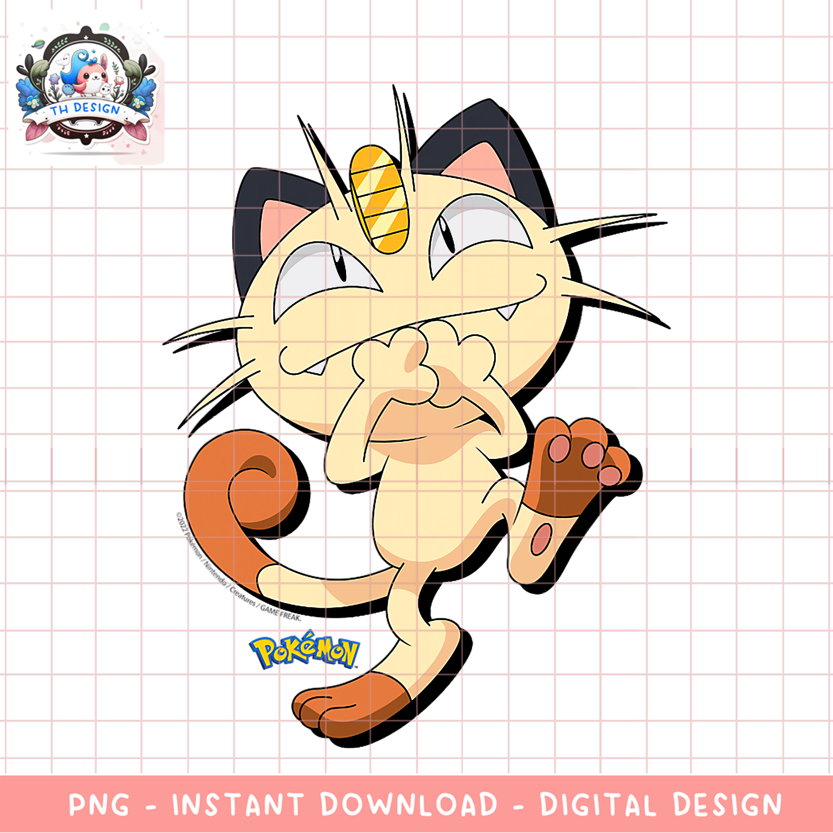 Pokemon - Meowth Shadow png, digital download, instant | Inspire Uplift