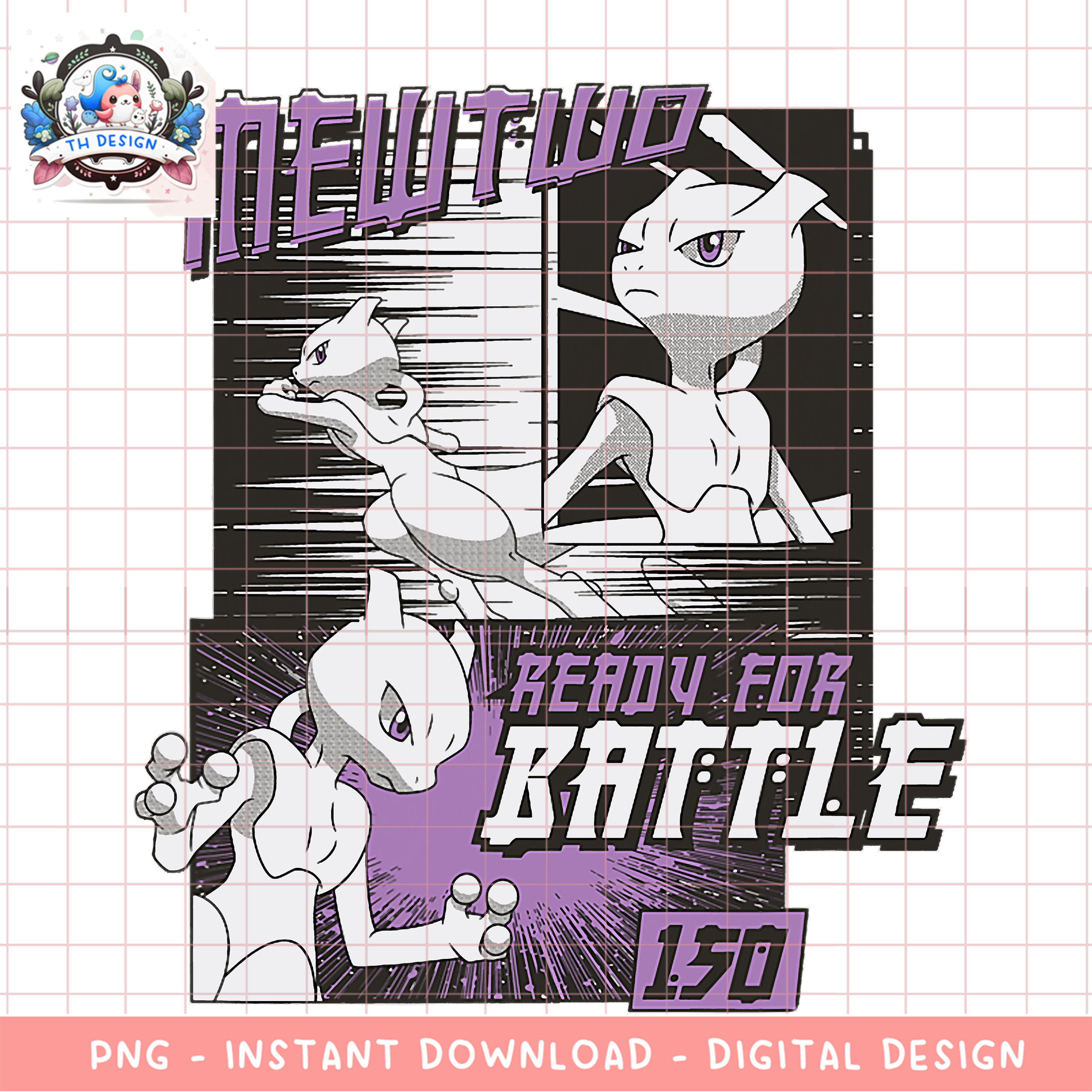 Pokemon - Mewtwo Ready For Battle png, digital download, in | Inspire ...