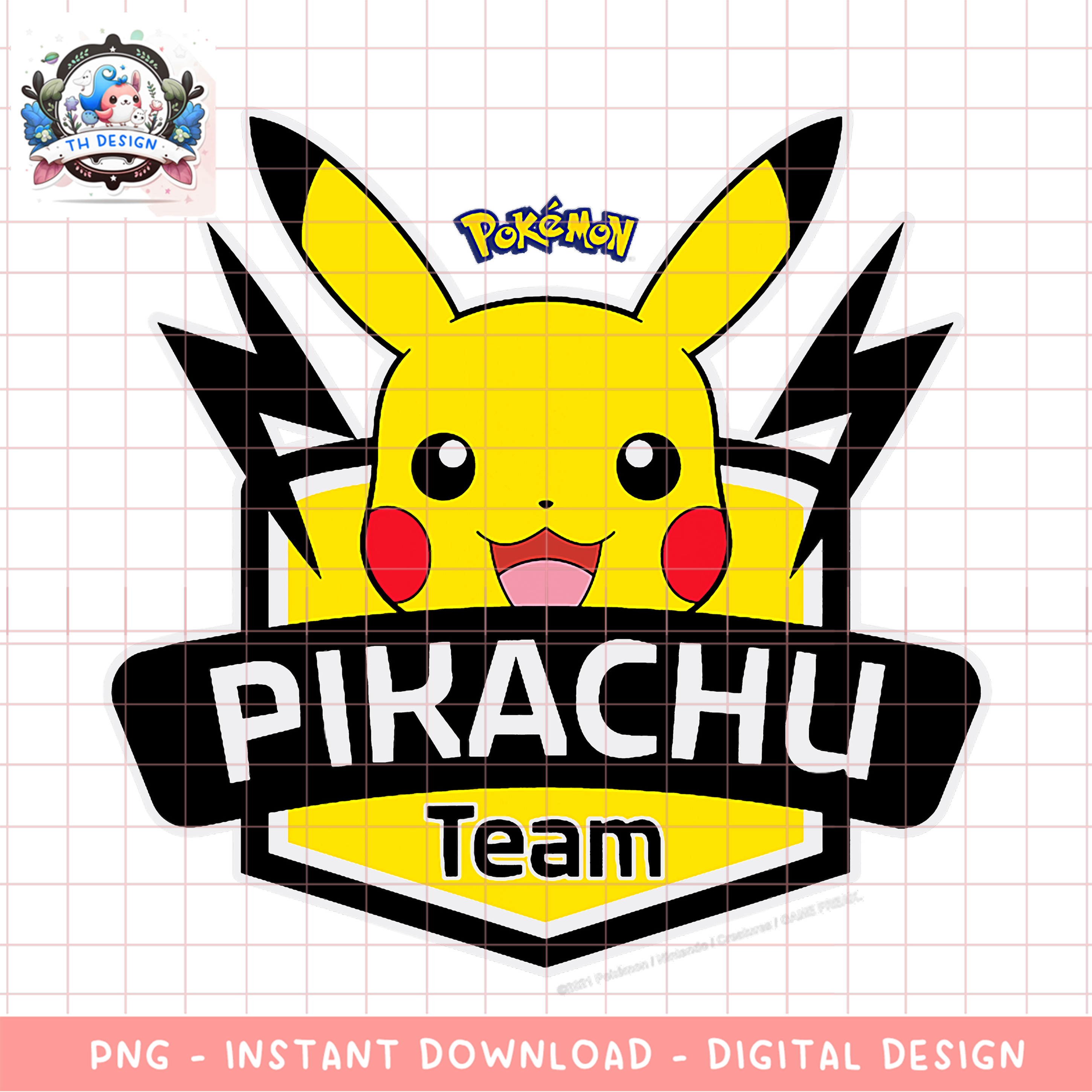 Pokemon - Team Pikachu png, digital download, instant | Inspire Uplift