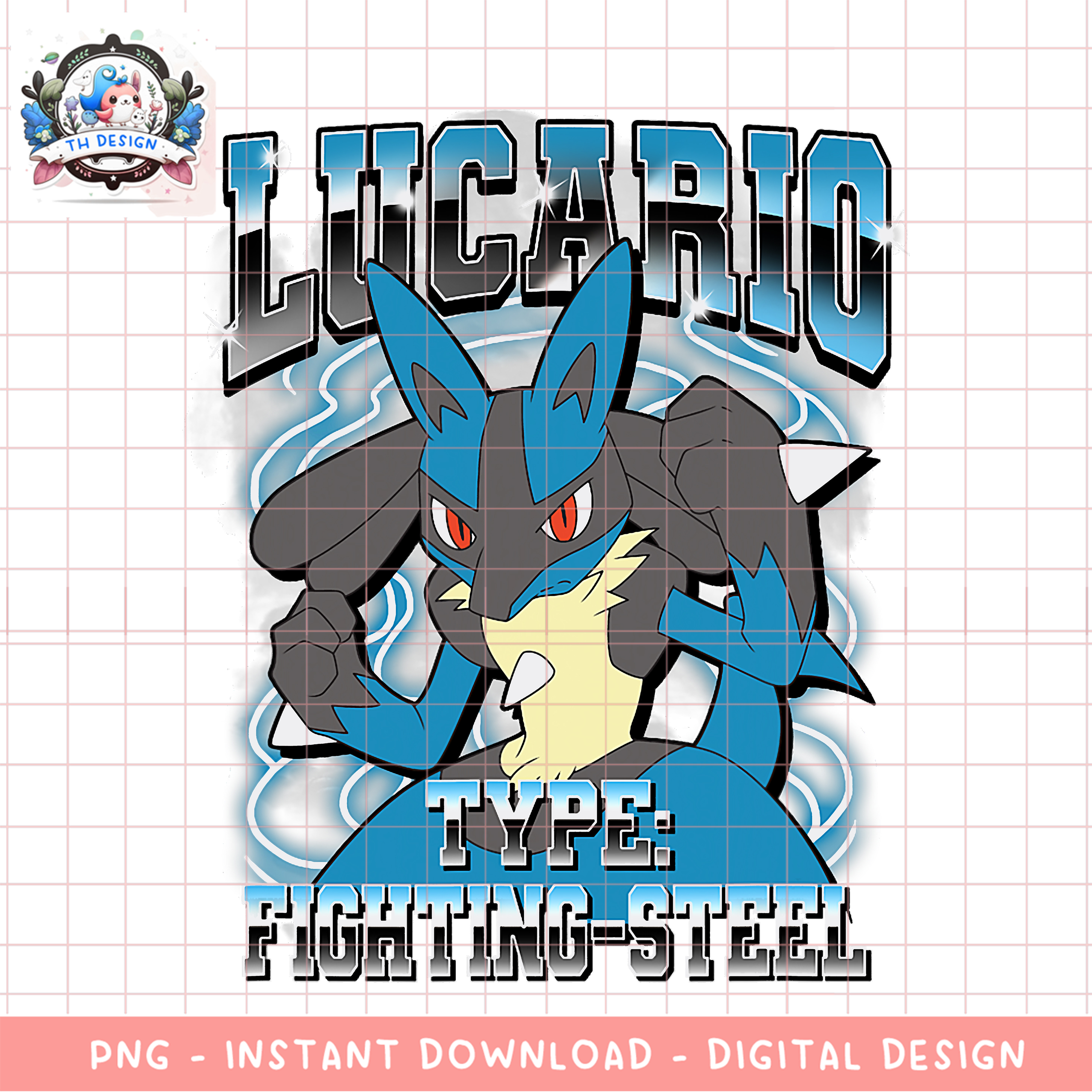 Pokemon Lucario Type Fighting-Steel Poster png, digital dow | Inspire ...