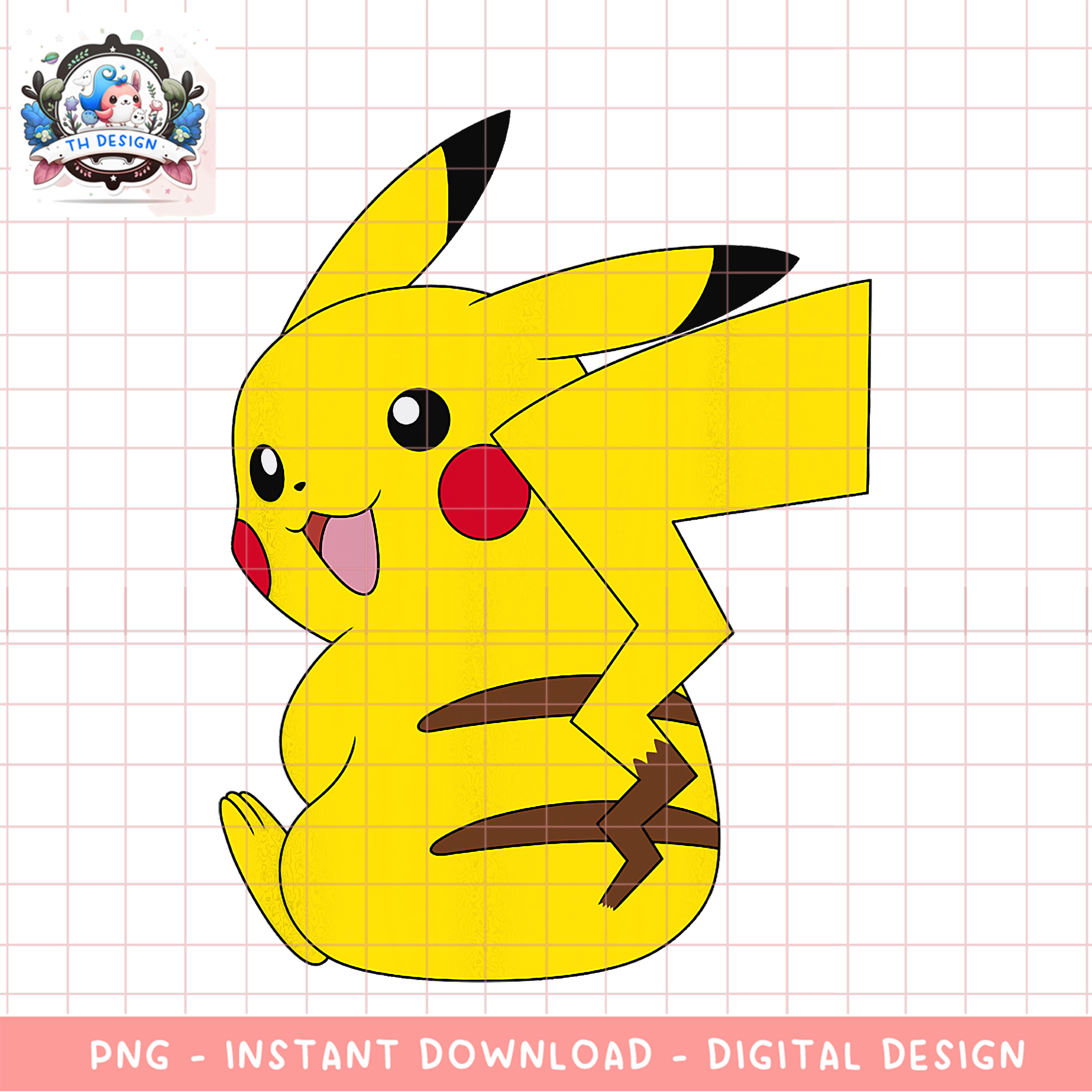 Pokemon Pikachu Happy Lookback Smile png, digital download, | Inspire ...